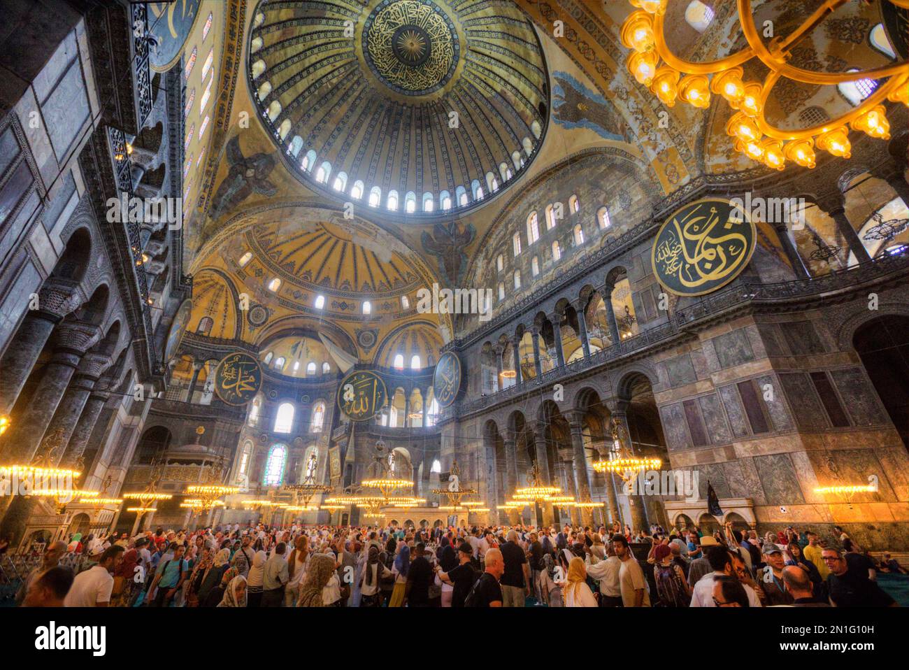 Interior, Hagia Sophia Grand Mosque, 360 AD, UNESCO World Heritage Site, Istanbul, Turkey ...