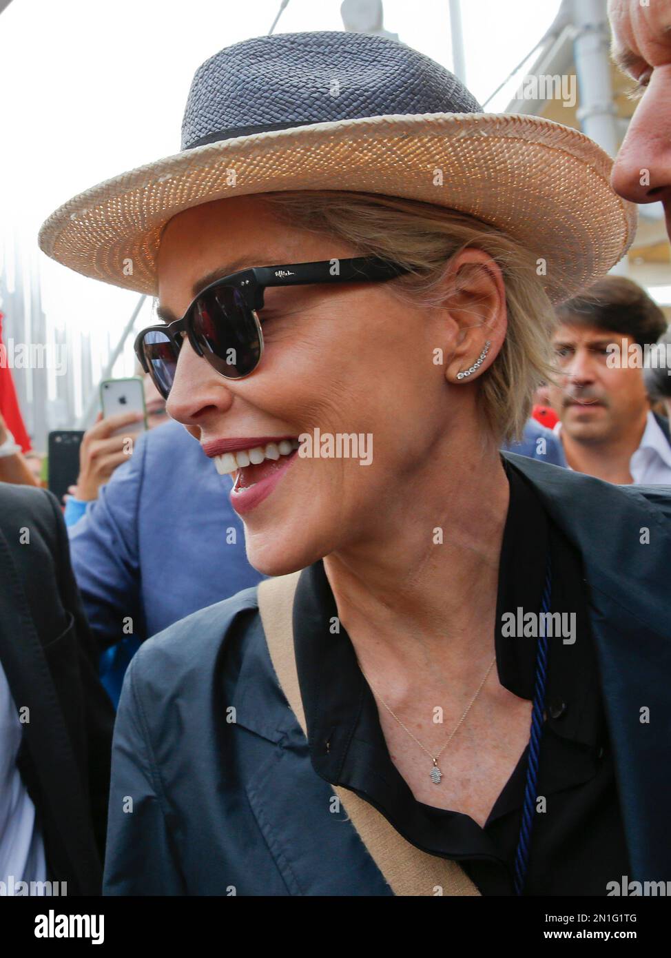Actress Sharon Stone smiles as she visits the Save the Children ...