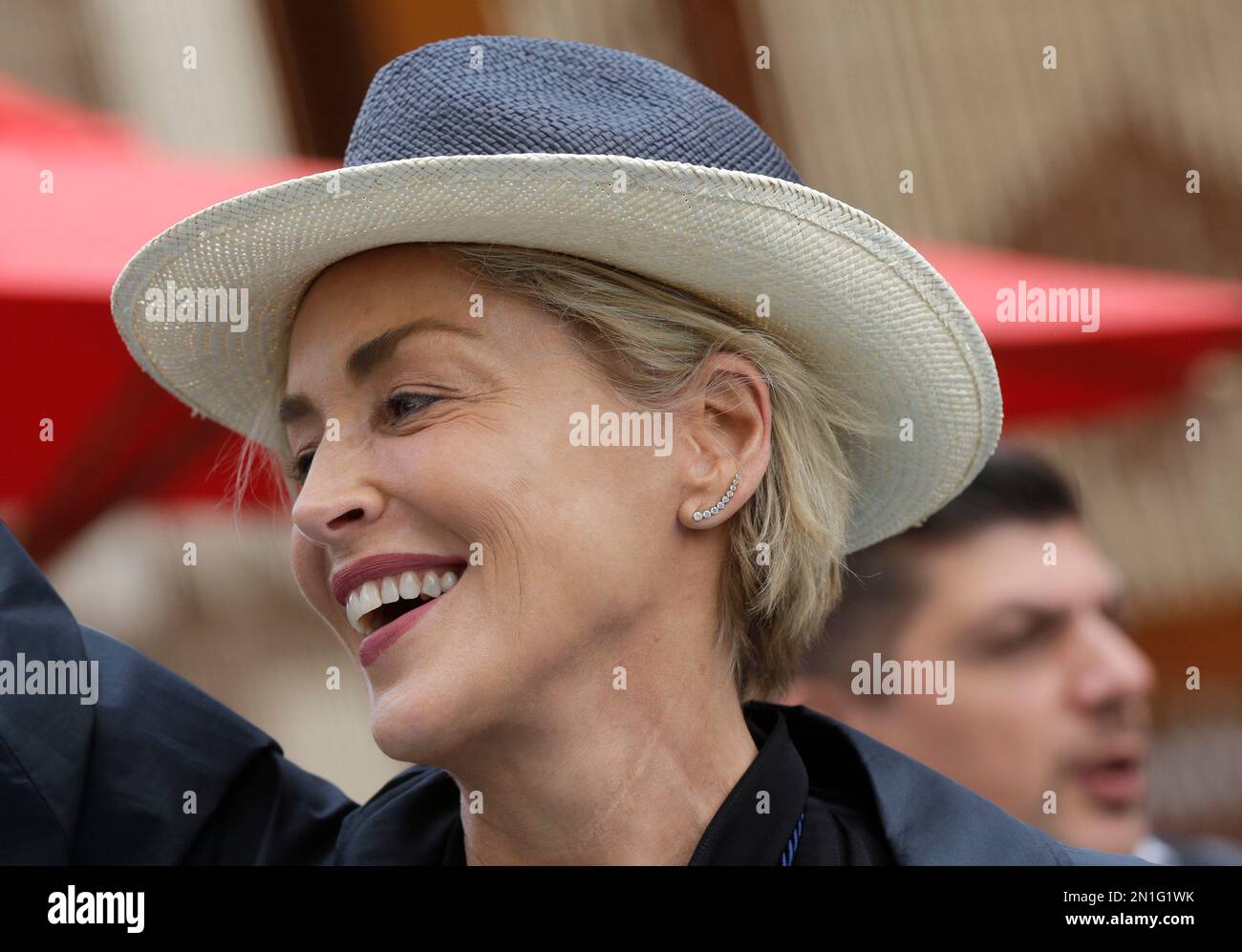Actress Sharon Stone smiles as she visits the Save the Children ...
