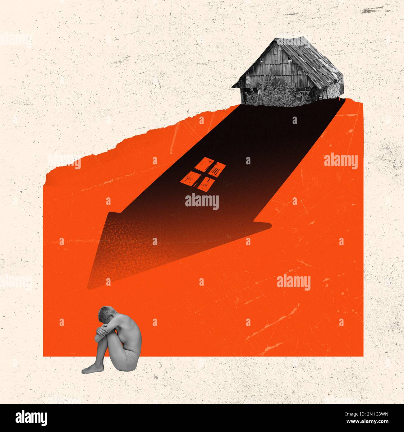 Conceptual art collage in minimalistic style about theme of ...