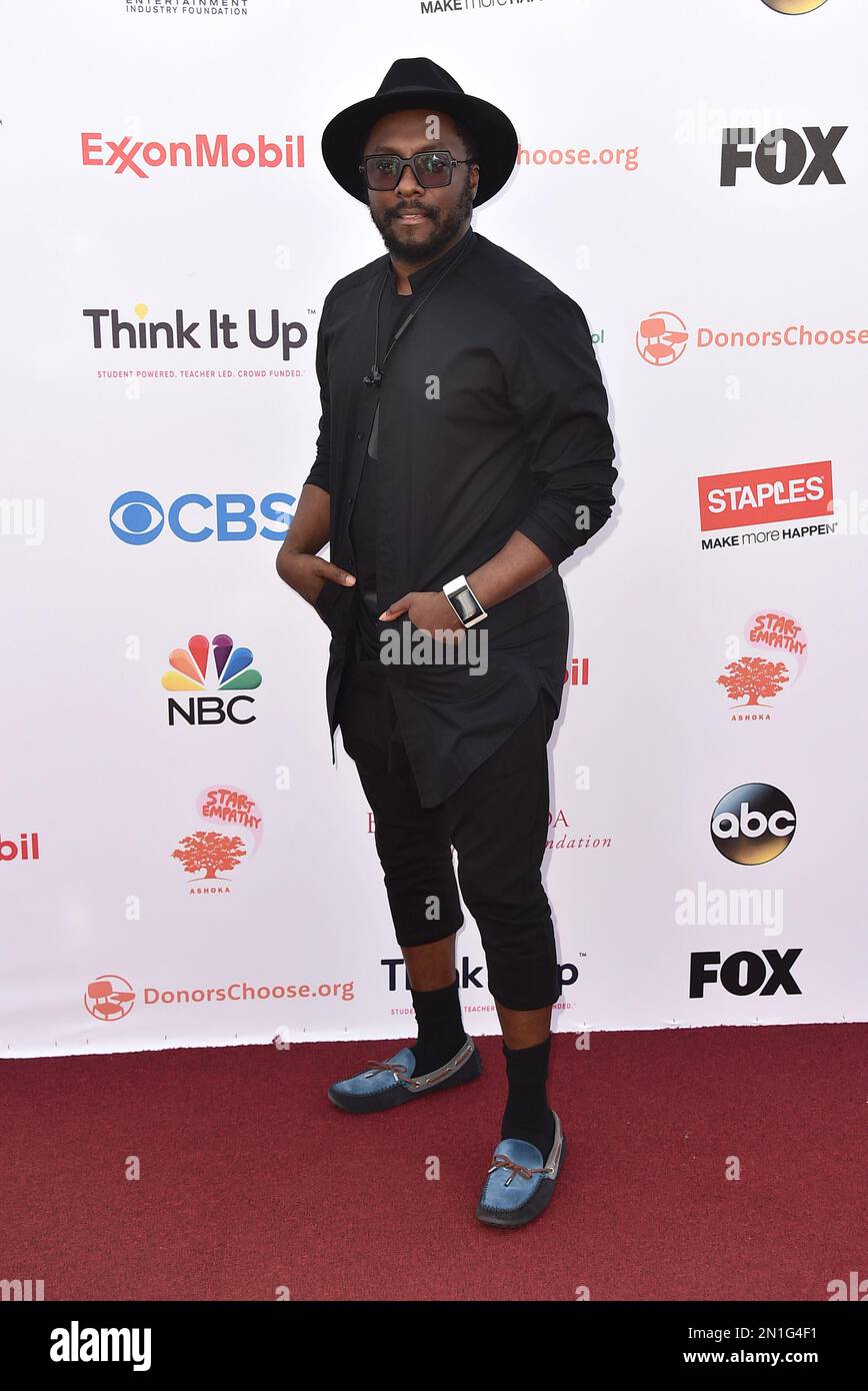 will.i.am arrives at Think It Up Initiative Telecast at Barker Hangar ...