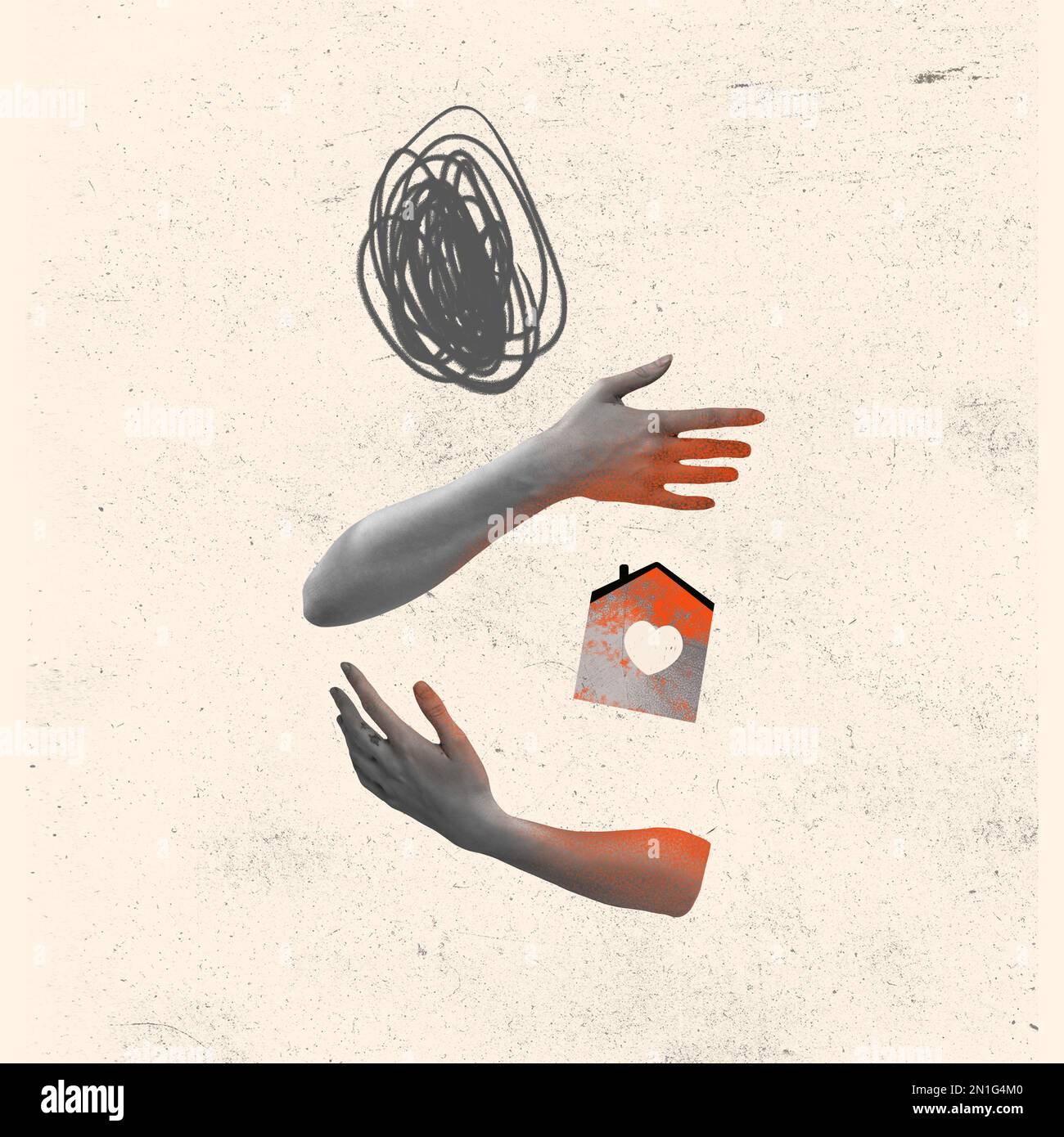 Conceptual art collage in minimalistic style about theme of ...