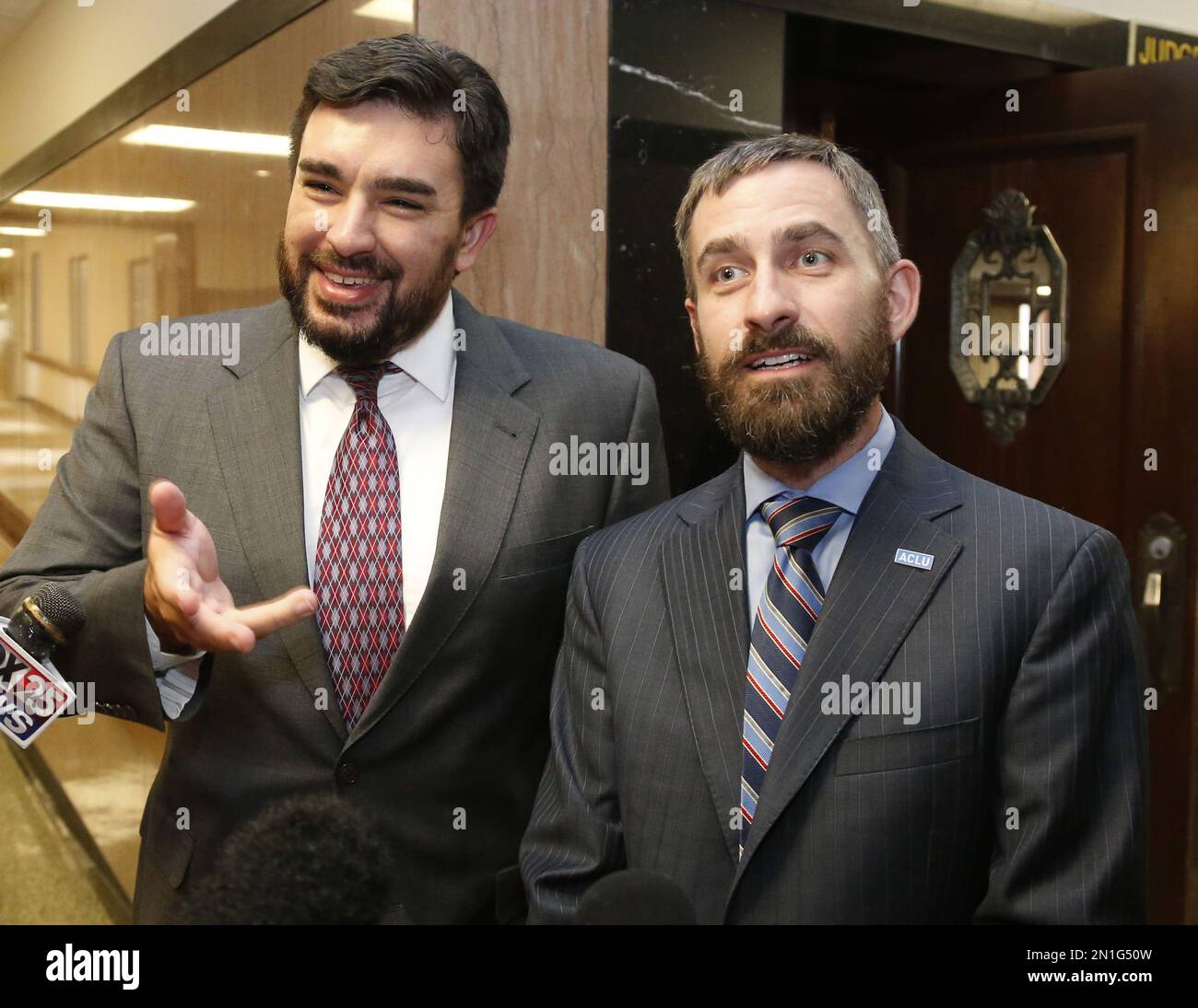 Brady Henderson, left, legal director for the ACLU of Oklahoma, and ...