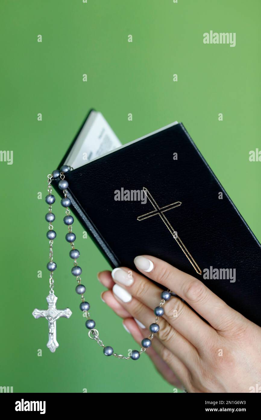 Woman reading the Holy Bible, Christian faith and religion concept ...