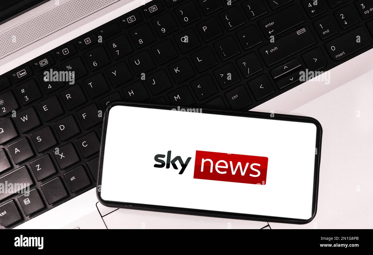 Modern sky news media editorial wallpaper with logo inside mobile ...