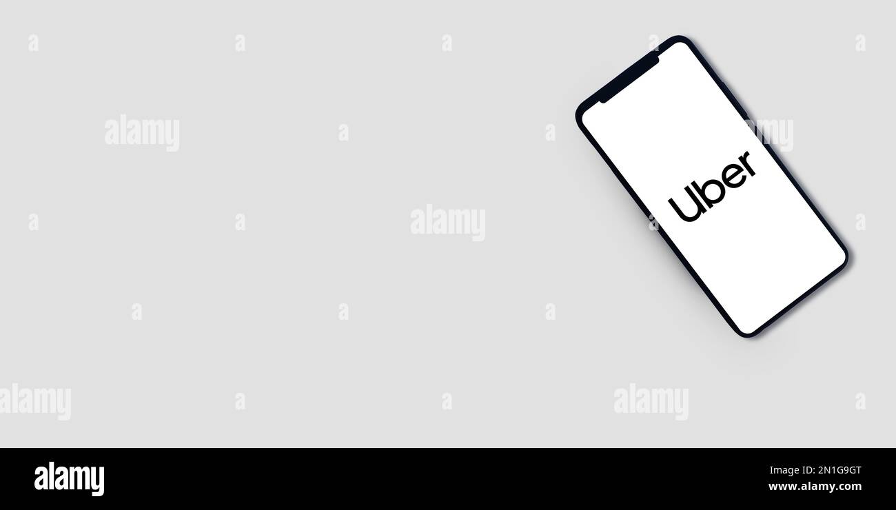 Modern uber ride hailing application inside mobile screen with copy ...