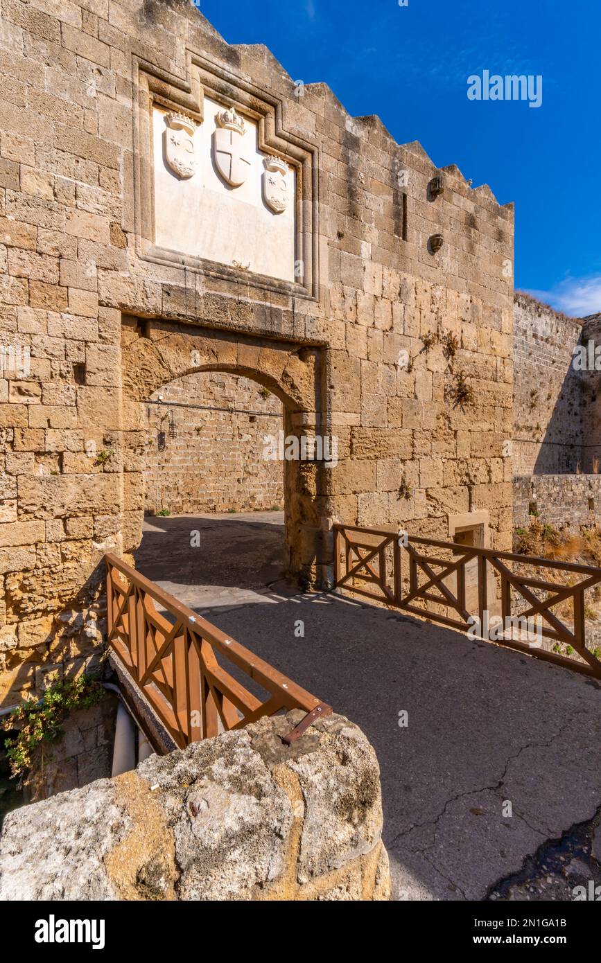 View of Saint Athanasios Gate, Old Rhodes Town, UNESCO World Heritage ...