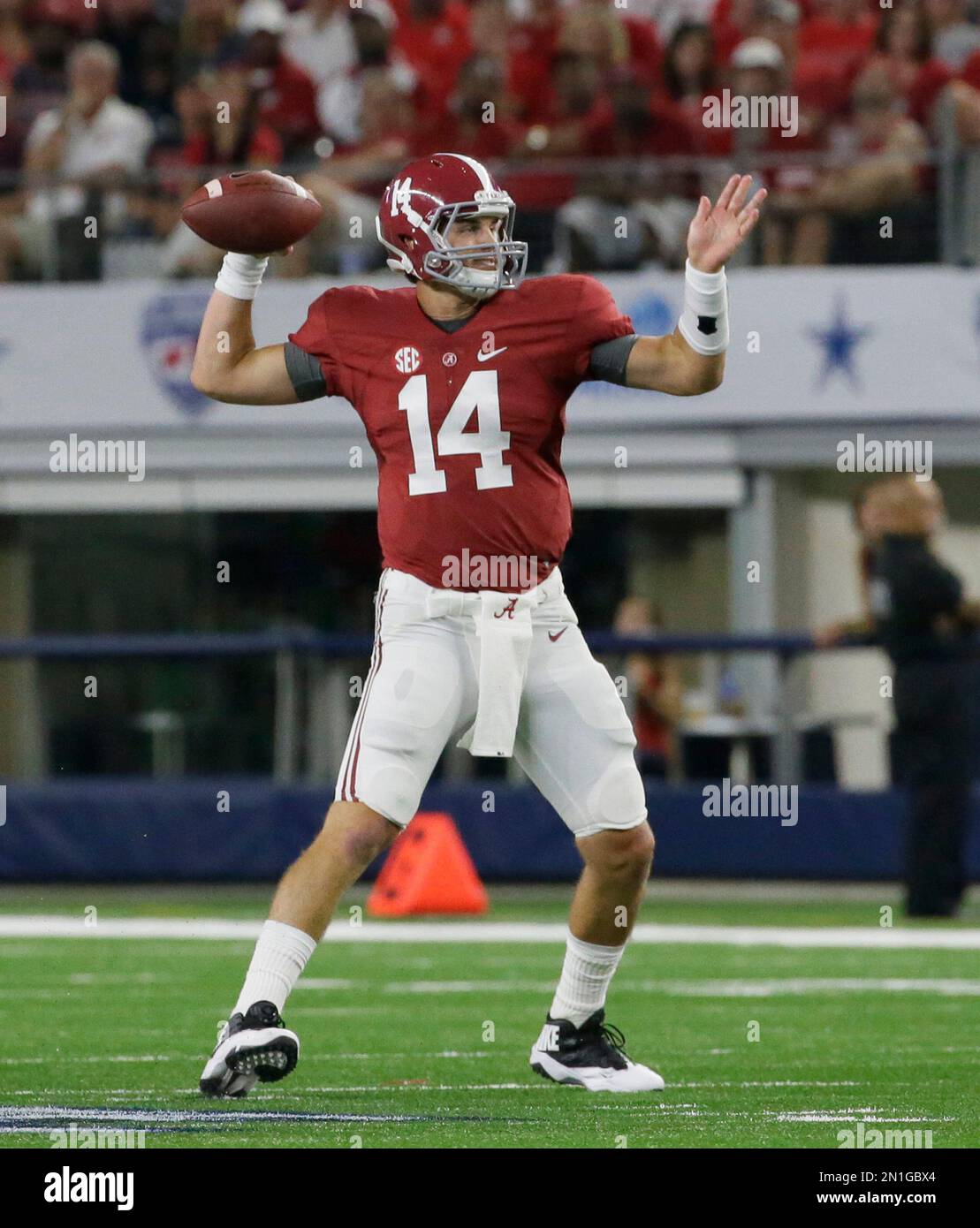 Alabama quarterback Jake Coker (14) passes during the second half of an ...