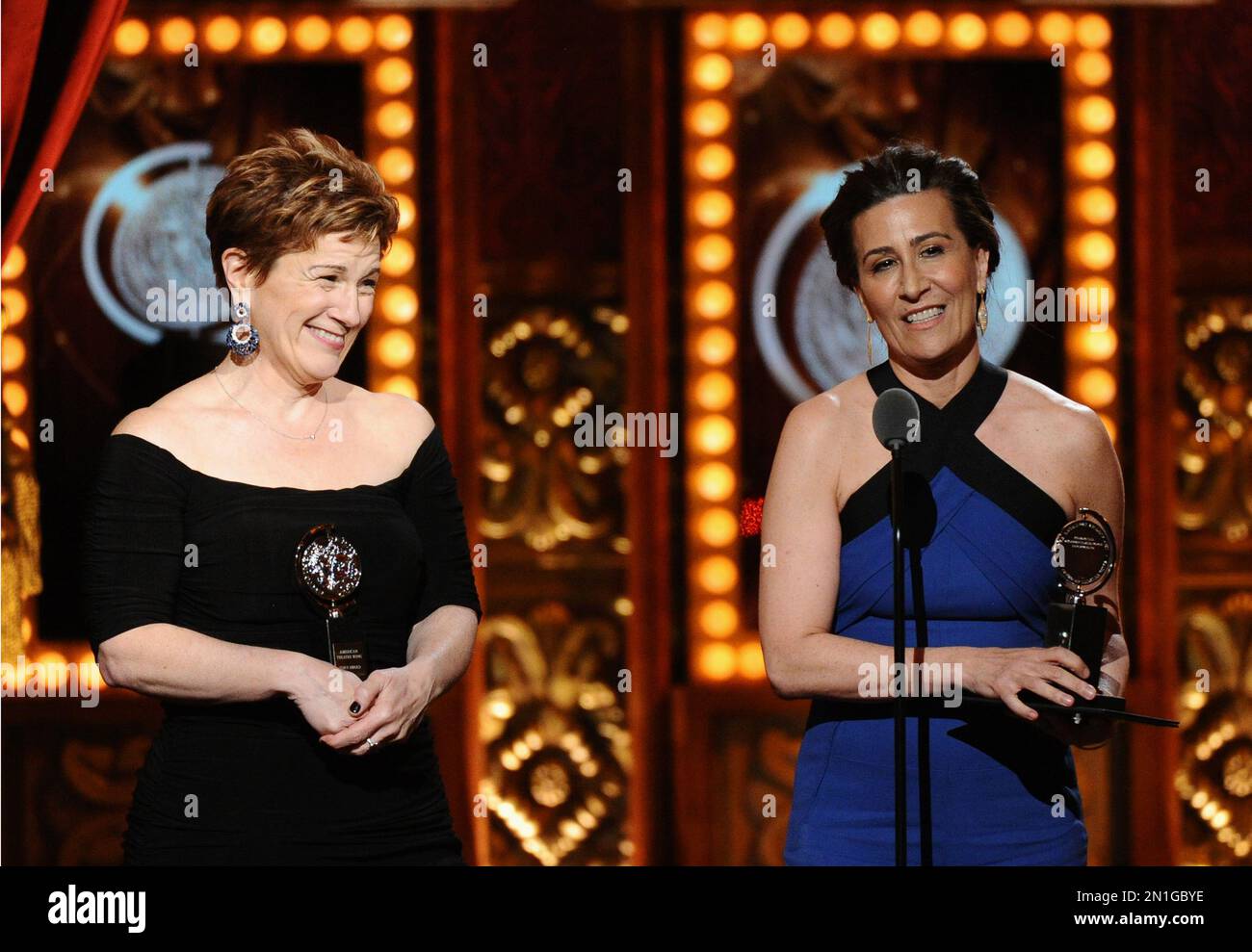 FILE - In this June 7, 2015 file photo, Lisa Kron, left, and Jeanine ...