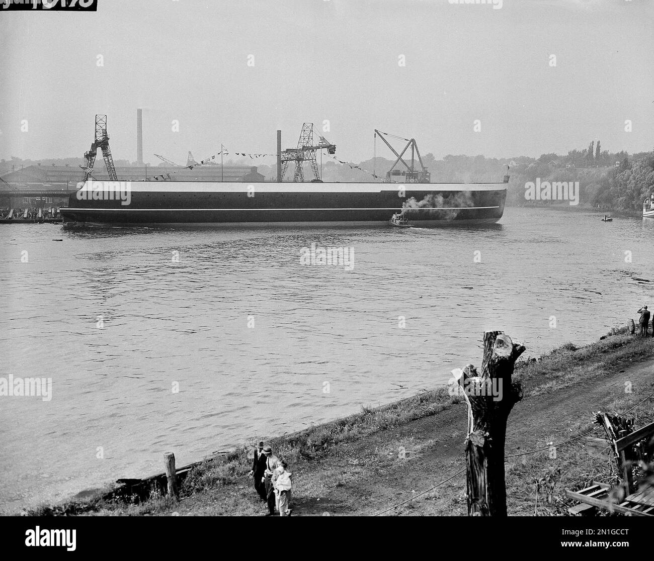 The broadside of the streamlined, all-steel, $2 million car ferry "City ...