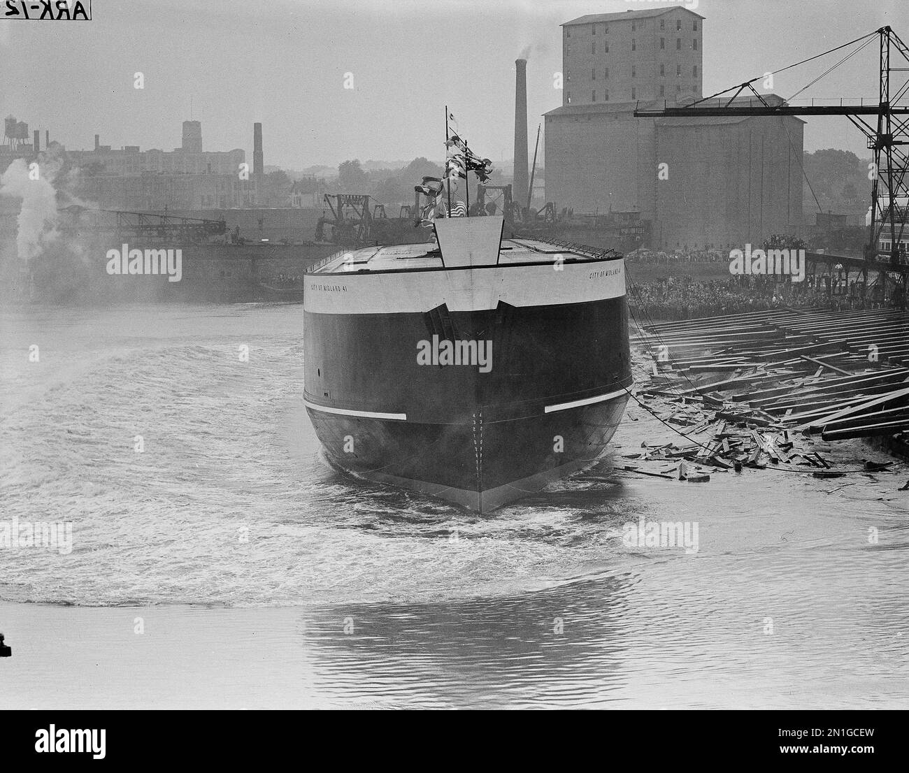 The streamlined, all-steel, $2 million car ferry "City of Midland" is ...