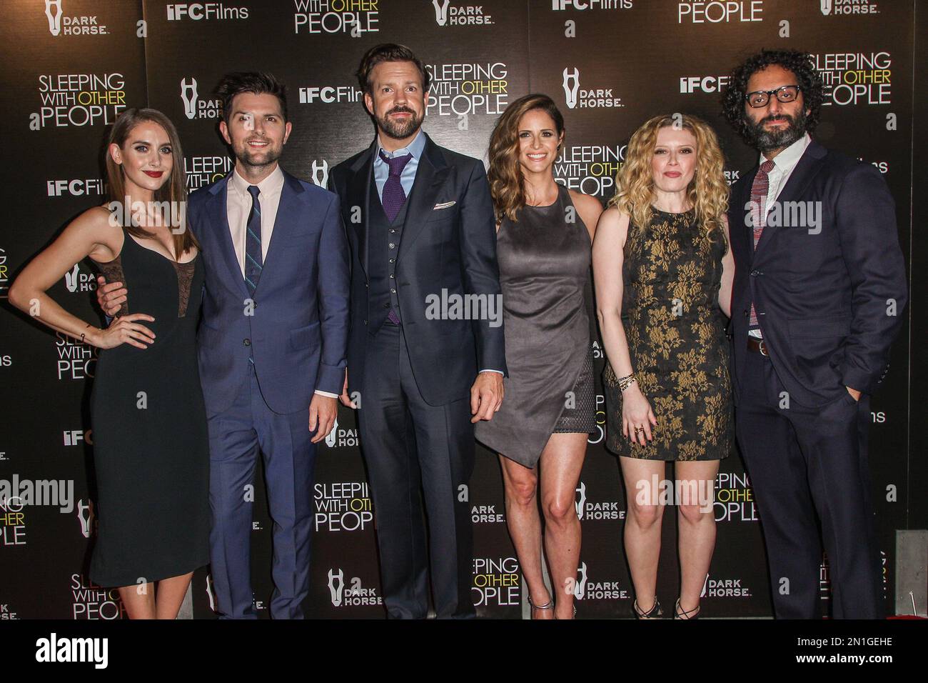 From left, Alison Brie, Adam Scott, Jason Sudeikis, Andrea Savage ...