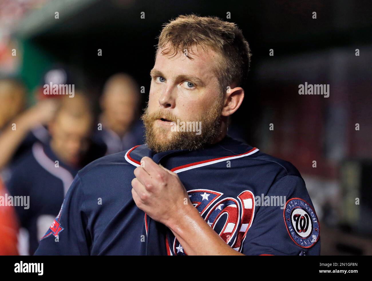 Washington Nationals relief pitcher Drew Storen (22) walks in the ...