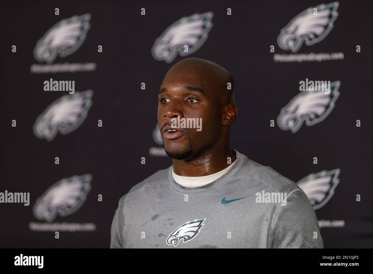 Philadelphia Eagles' DeMeco Ryans speaks with members of the media at ...