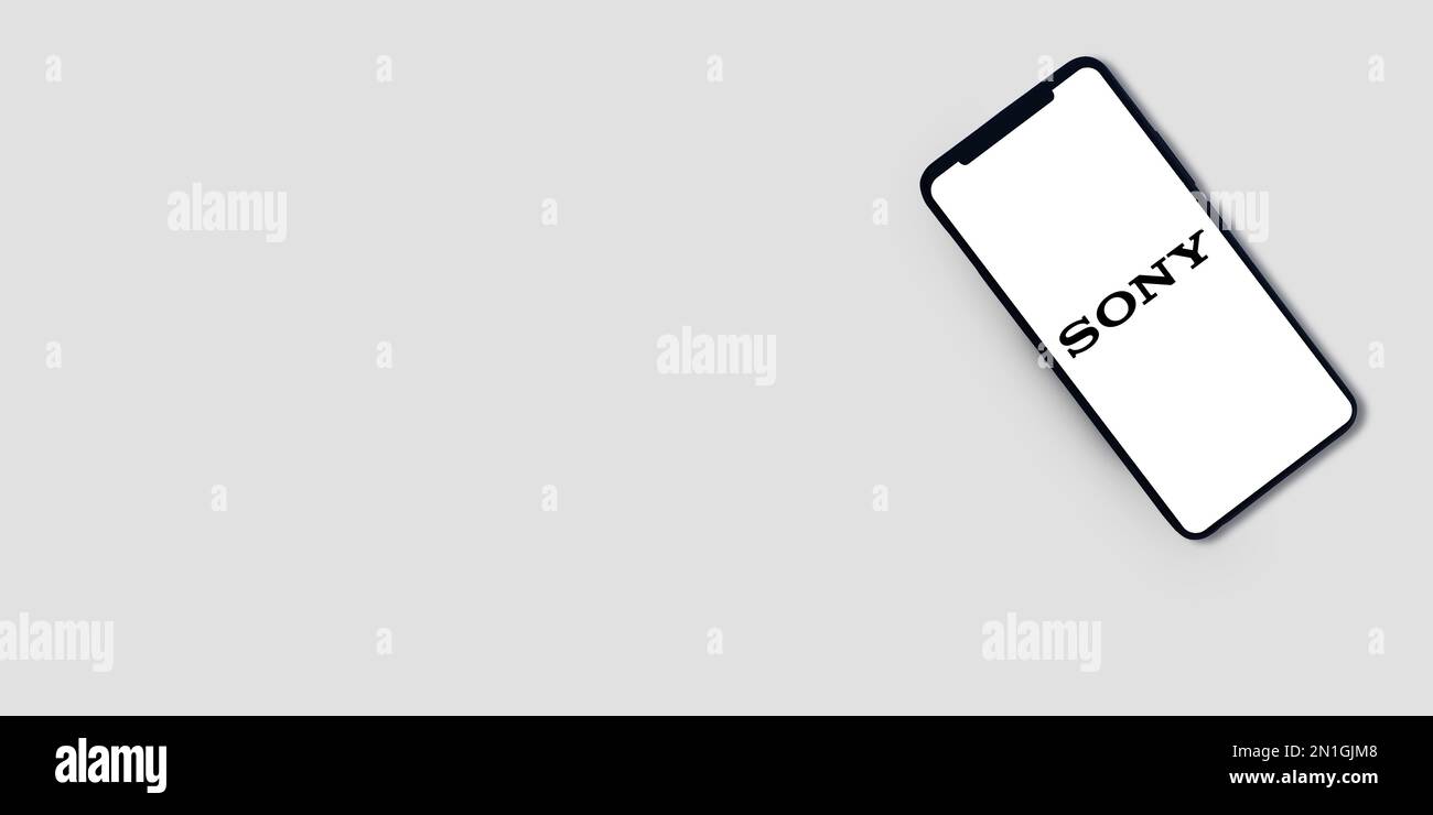 Sony mobile application with copy space editorial Stock Photo - Alamy