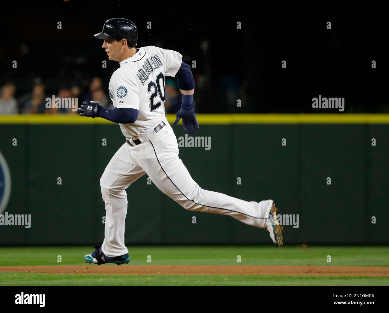Seattle Mariners' Logan Morrison runs the bases during a baseball game ...