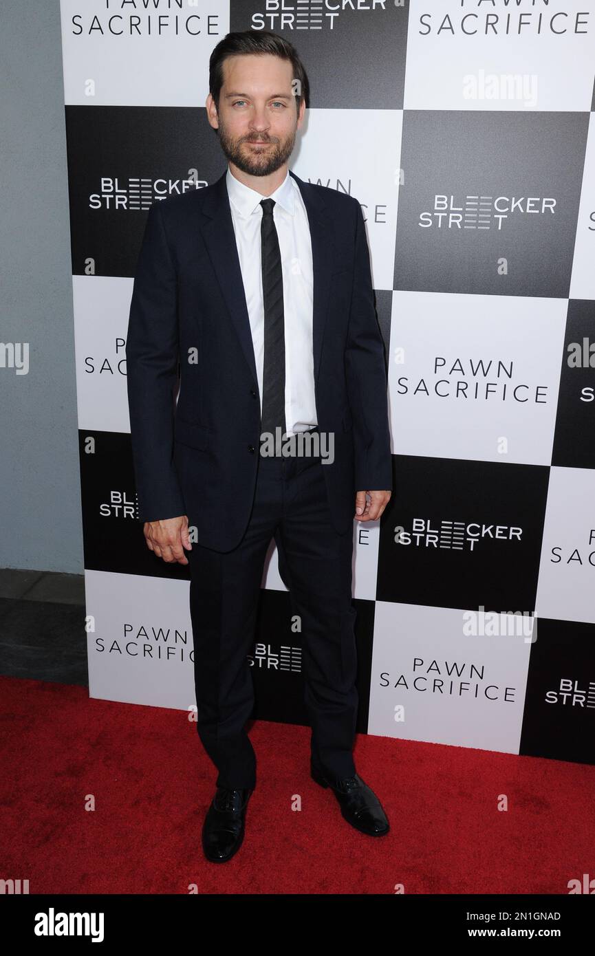 Actor Tobey Maguire arrives at the LA premiere of "Pawn Sacrifice" held ...