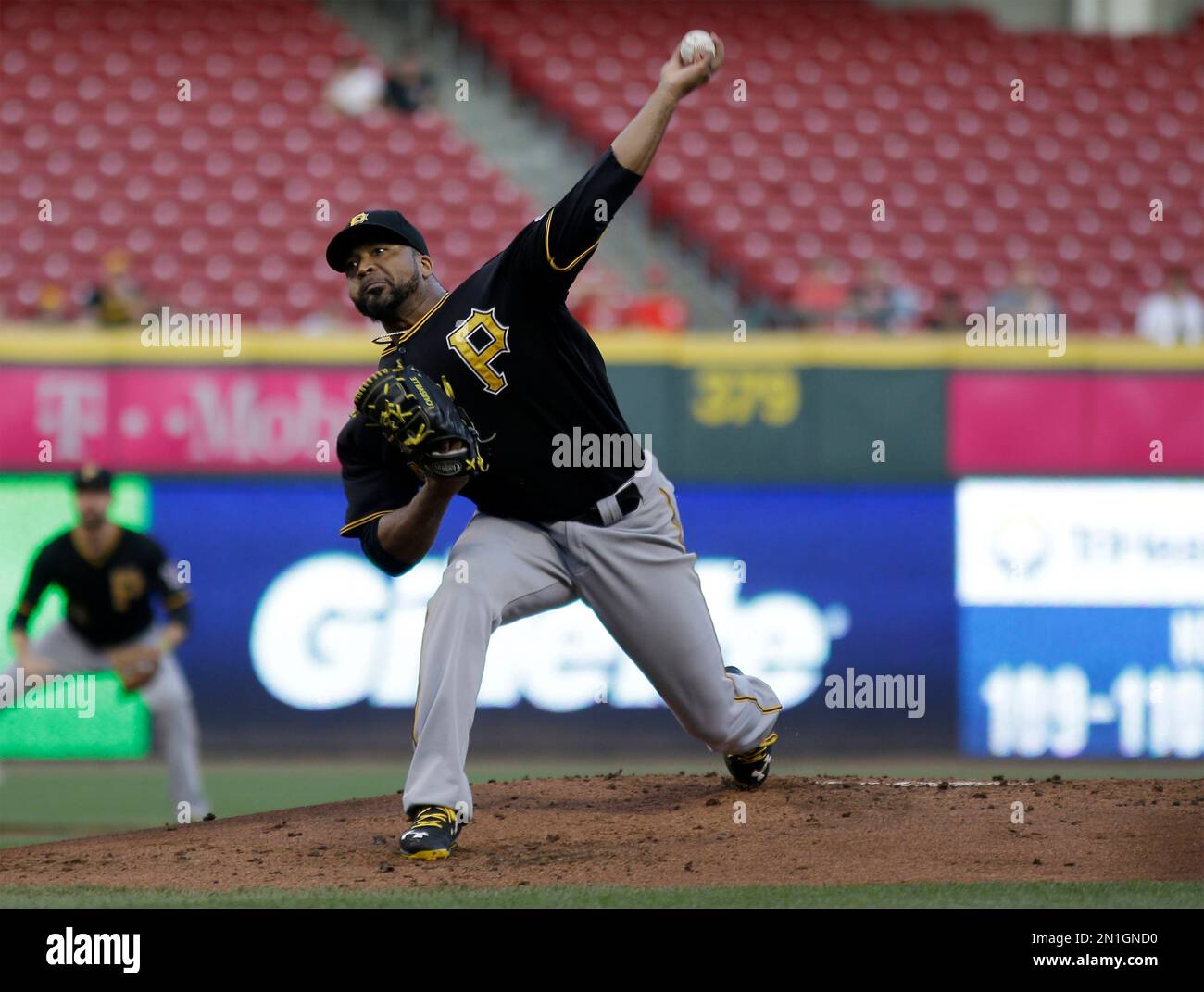 Pittsburgh Pirates starting pitcher Francisco Lirano throws in the ...
