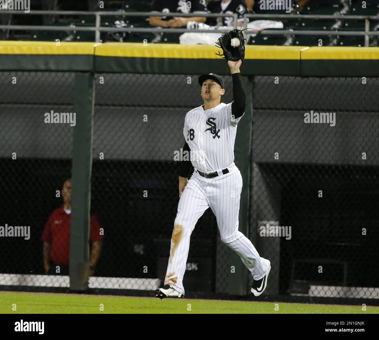 Chicago White Sox center fielder Trayce Thompson catches a line drive ...
