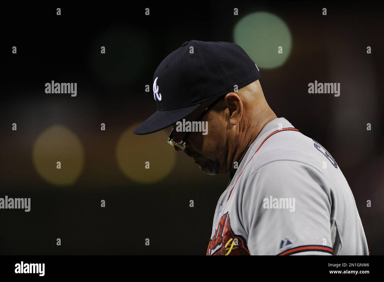 Atlanta Brave manager Fredi Gonzlez is seen during a baseball game ...