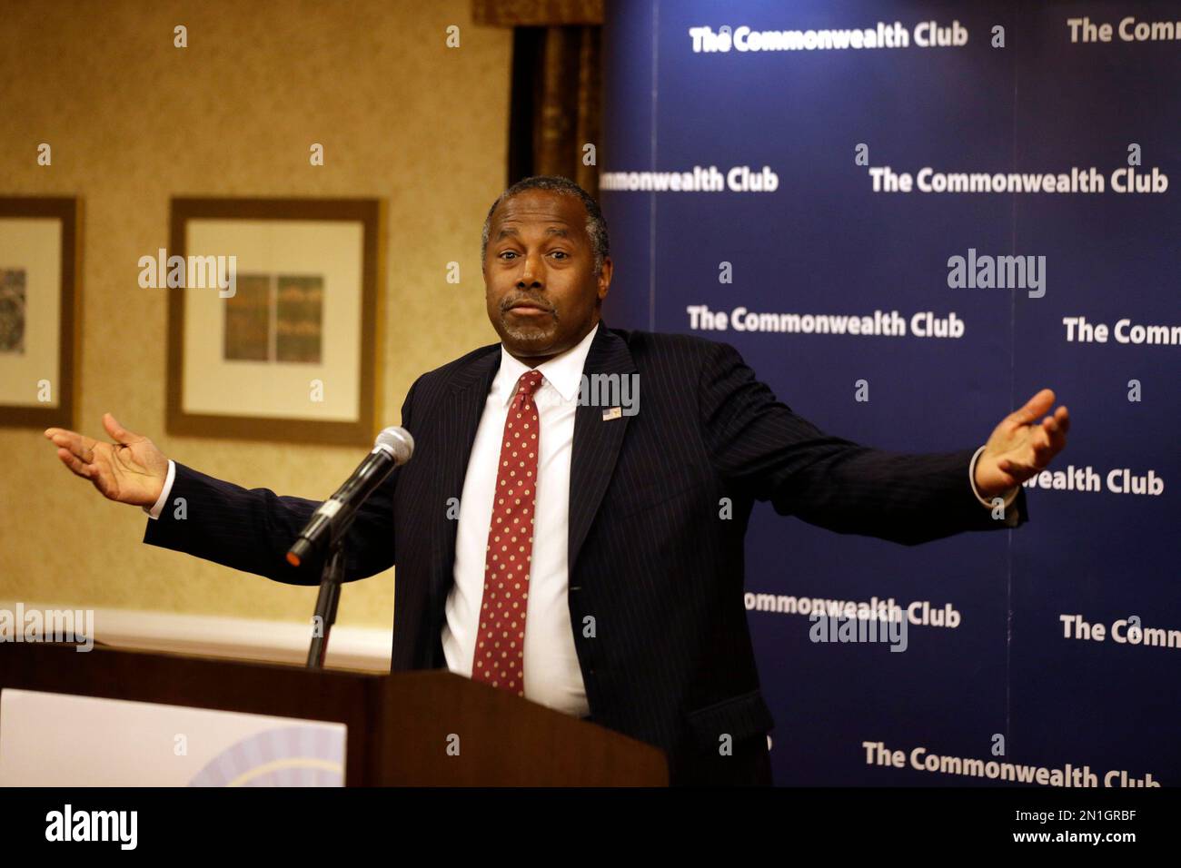 Republican Presidential candidate Dr. Ben Carson answers questions at a ...