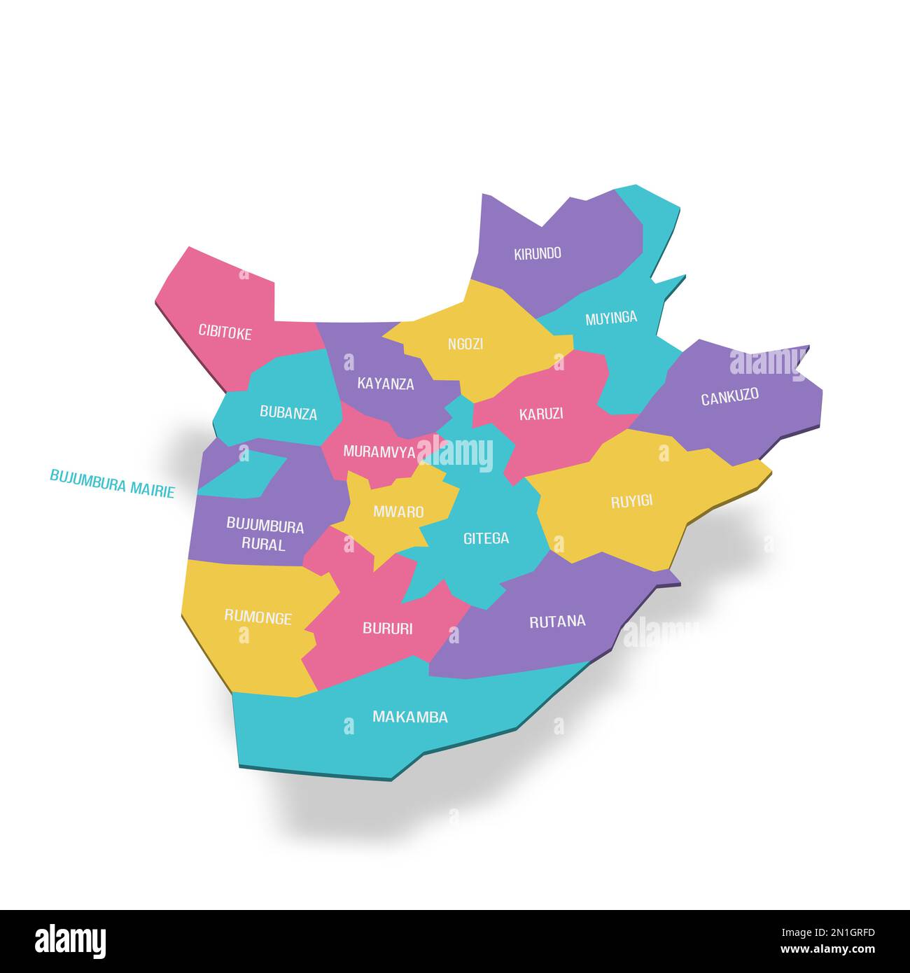 Burundi political map of administrative divisions - provinces. 3D ...