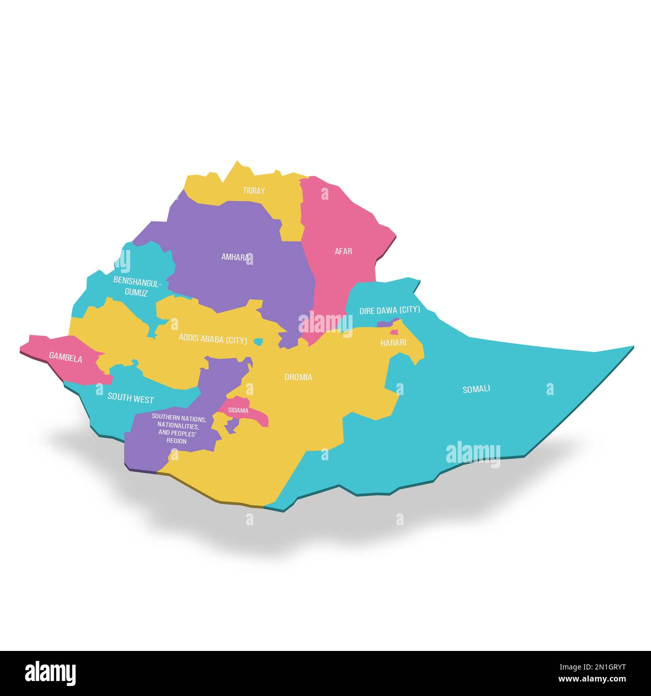 Administrative Map Of Ethiopia Regions