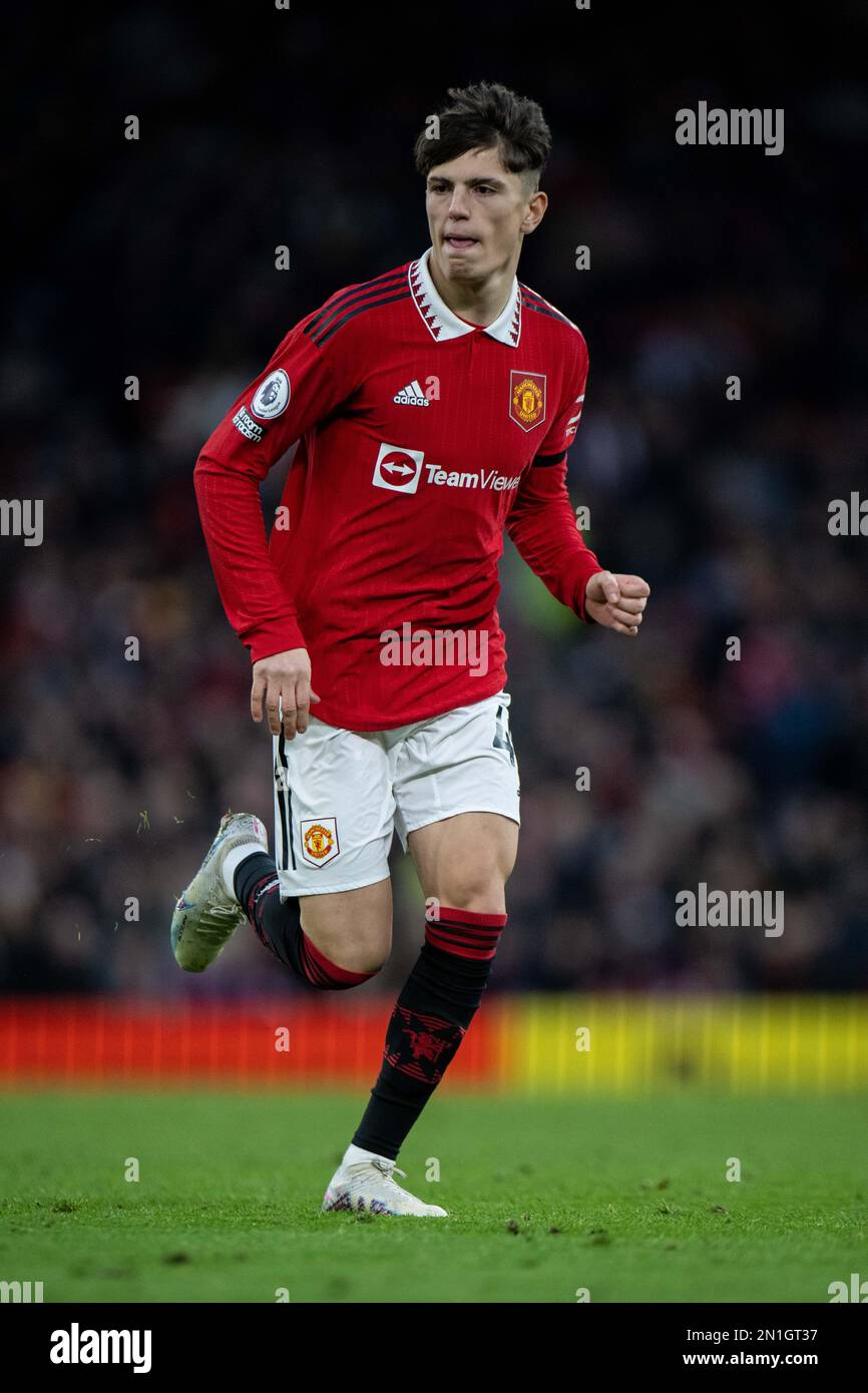 MANCHESTER, ENGLAND - FEBRUARY 04: Alejandro Garnacho of Manchester ...