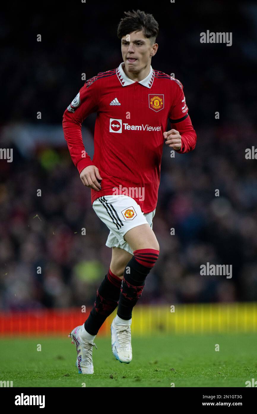 MANCHESTER, ENGLAND - FEBRUARY 04: Alejandro Garnacho of Manchester ...