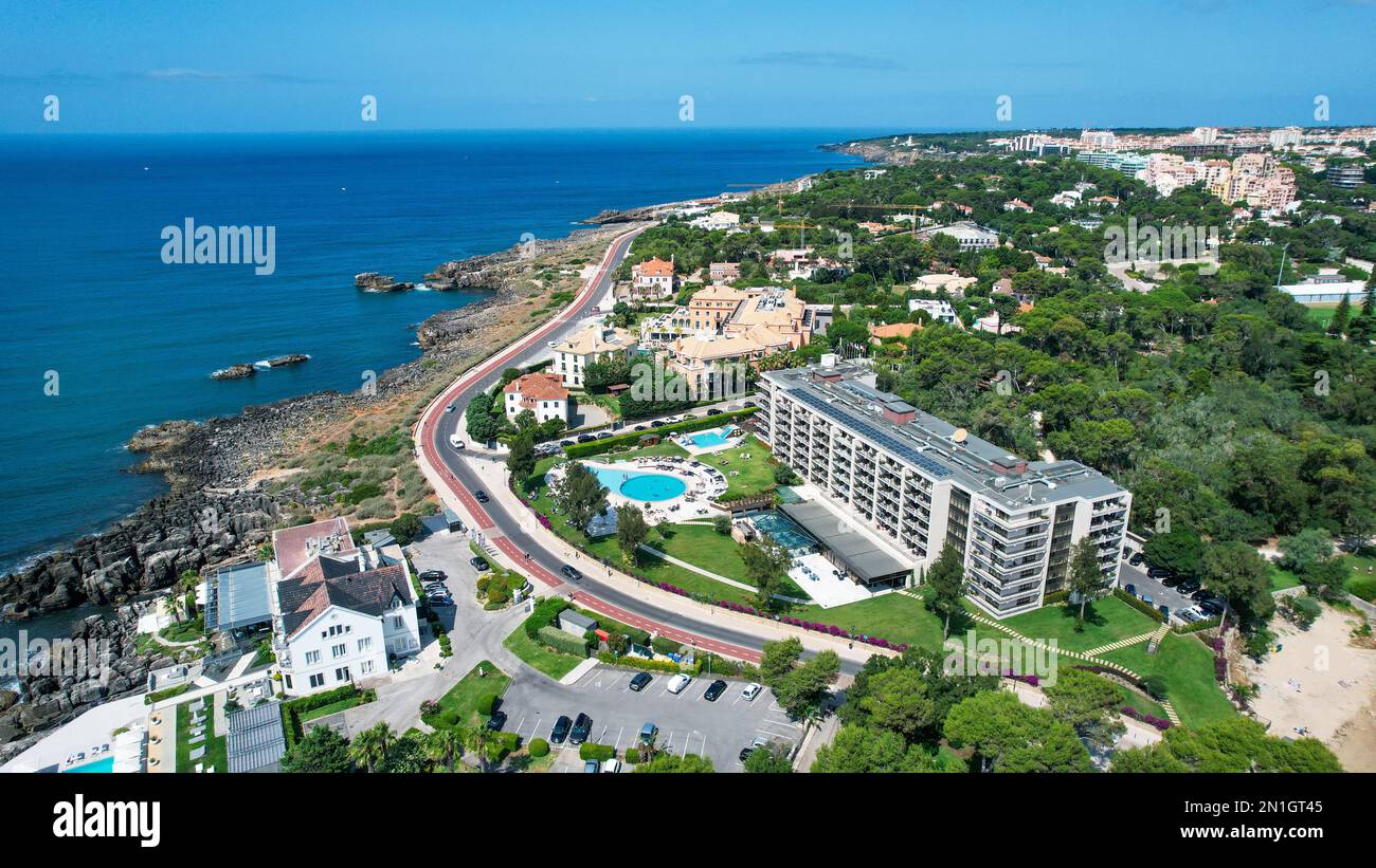Aerial view from Cascais coast and the Hotel Vila Gale, Portugal Stock ...