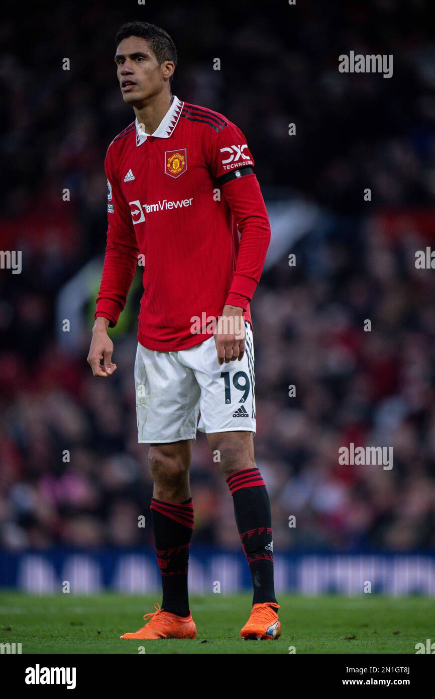 MANCHESTER, ENGLAND - FEBRUARY 04: Raphael Varane of Manchester United ...