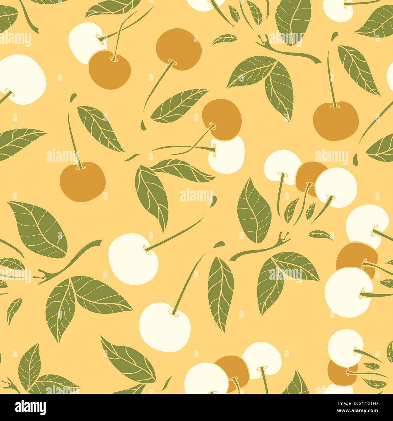 Strawberries and cherries seamless pattern design. Beautiful tropical ...