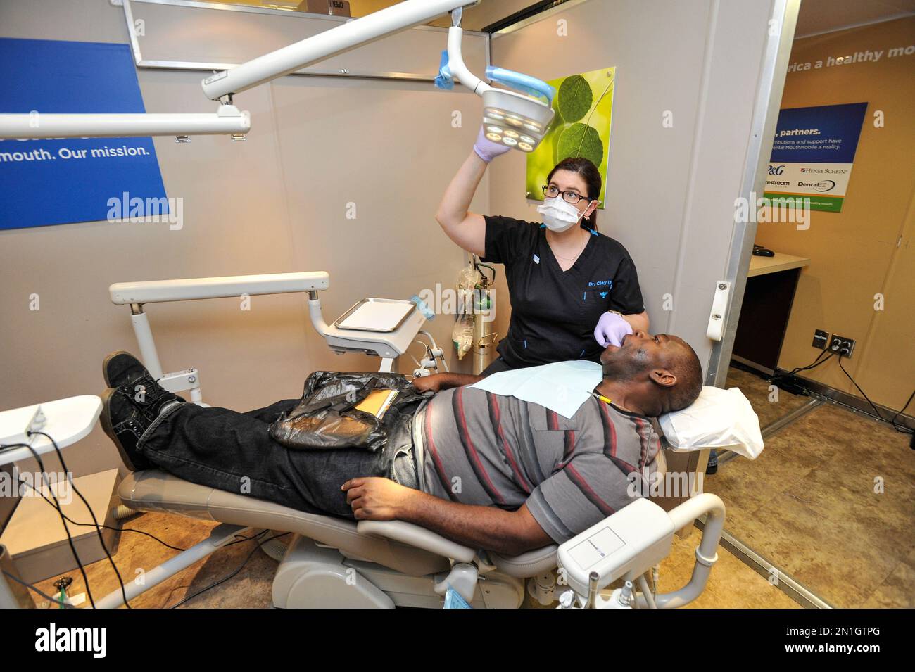 The Aspen Dental HMM MouthMobile Atlanta Stop is shown underway as Army ...