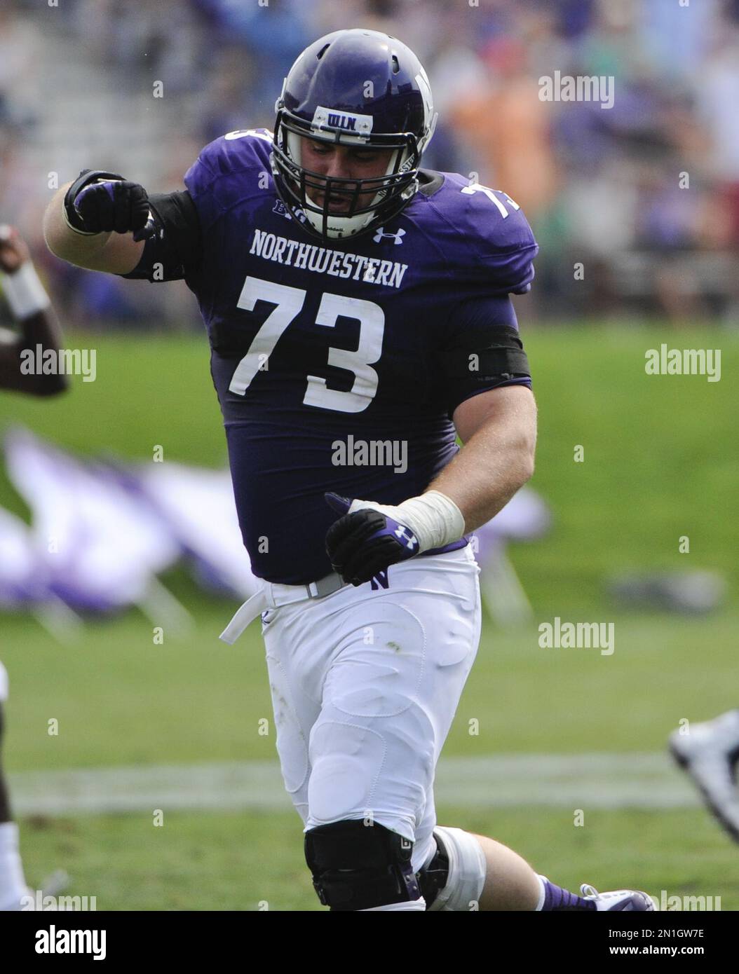 Northwestern offensive lineman Adam DePietro (73) during an NCAA ...