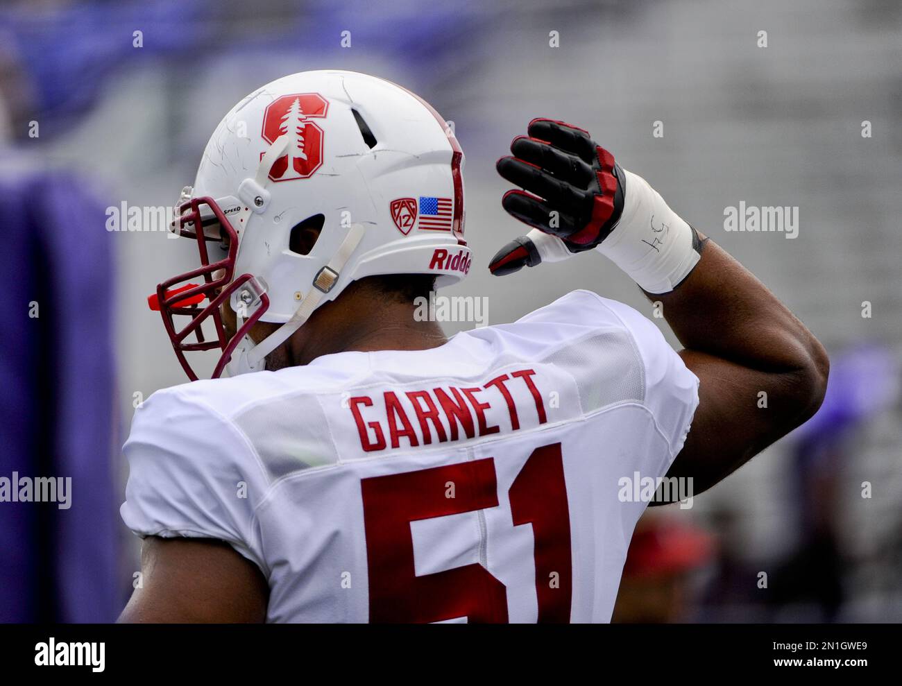 Stanford guard Joshua Garnett (51) before the first quarter of an NCAA ...