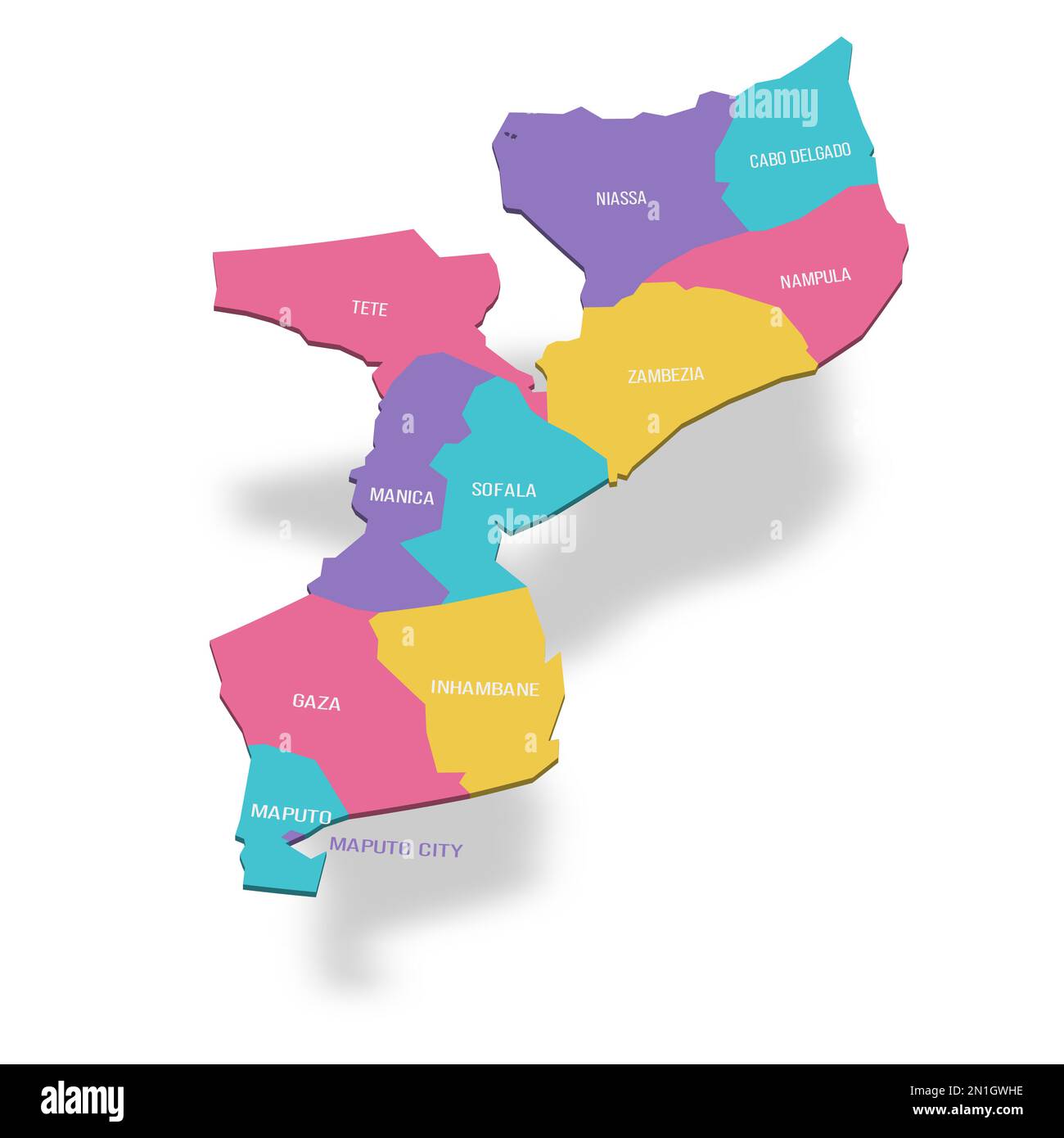 Mozambique political map of administrative divisions - provinces and ...