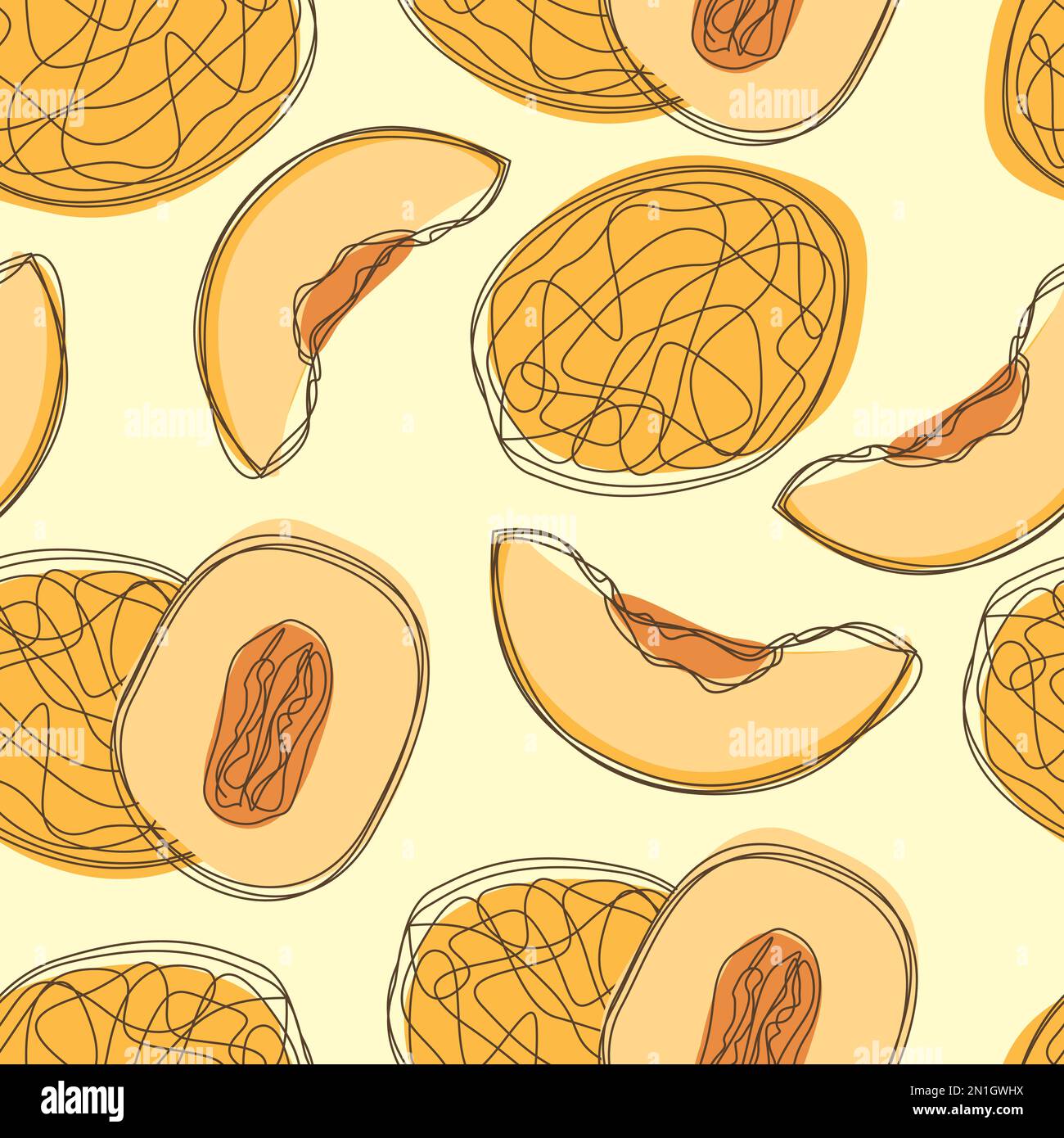 Melon repeat pattern design. Hand-drawn background. fruit pattern for ...
