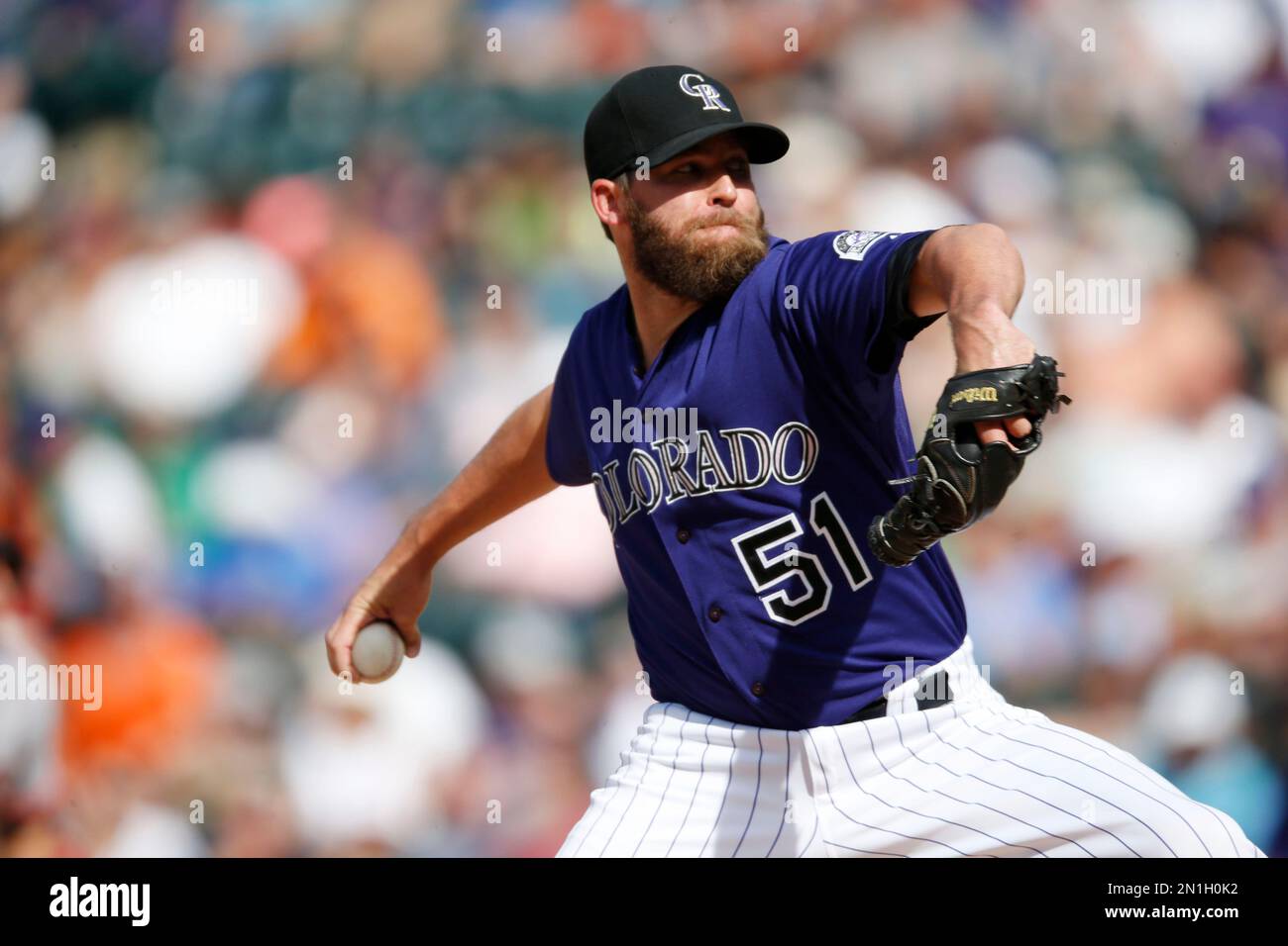 Colorado Rockies relief pitcher Brooks Brown (51) in the fifth inning ...