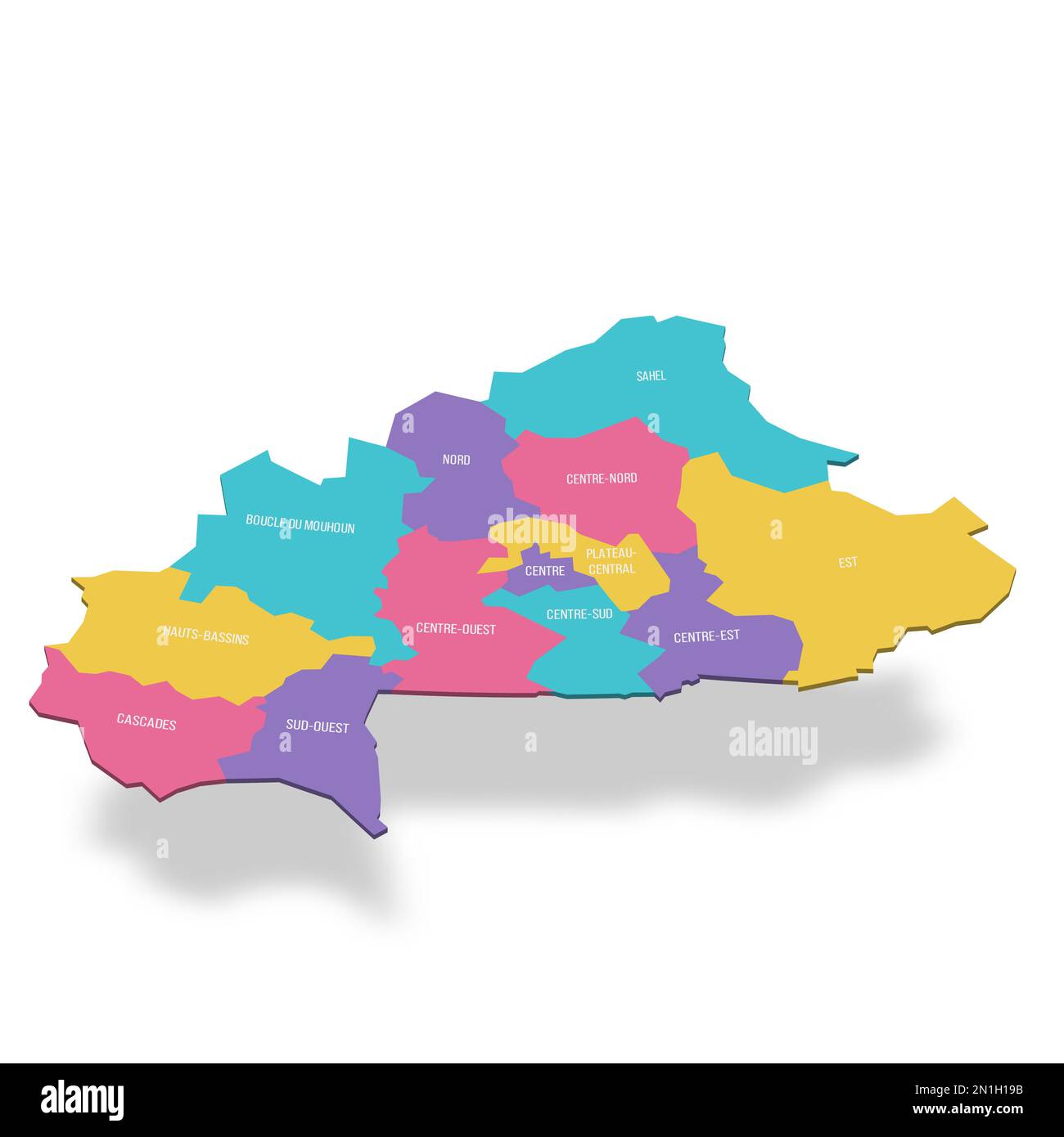 Burkina Faso political map of administrative divisions - regions. 3D ...