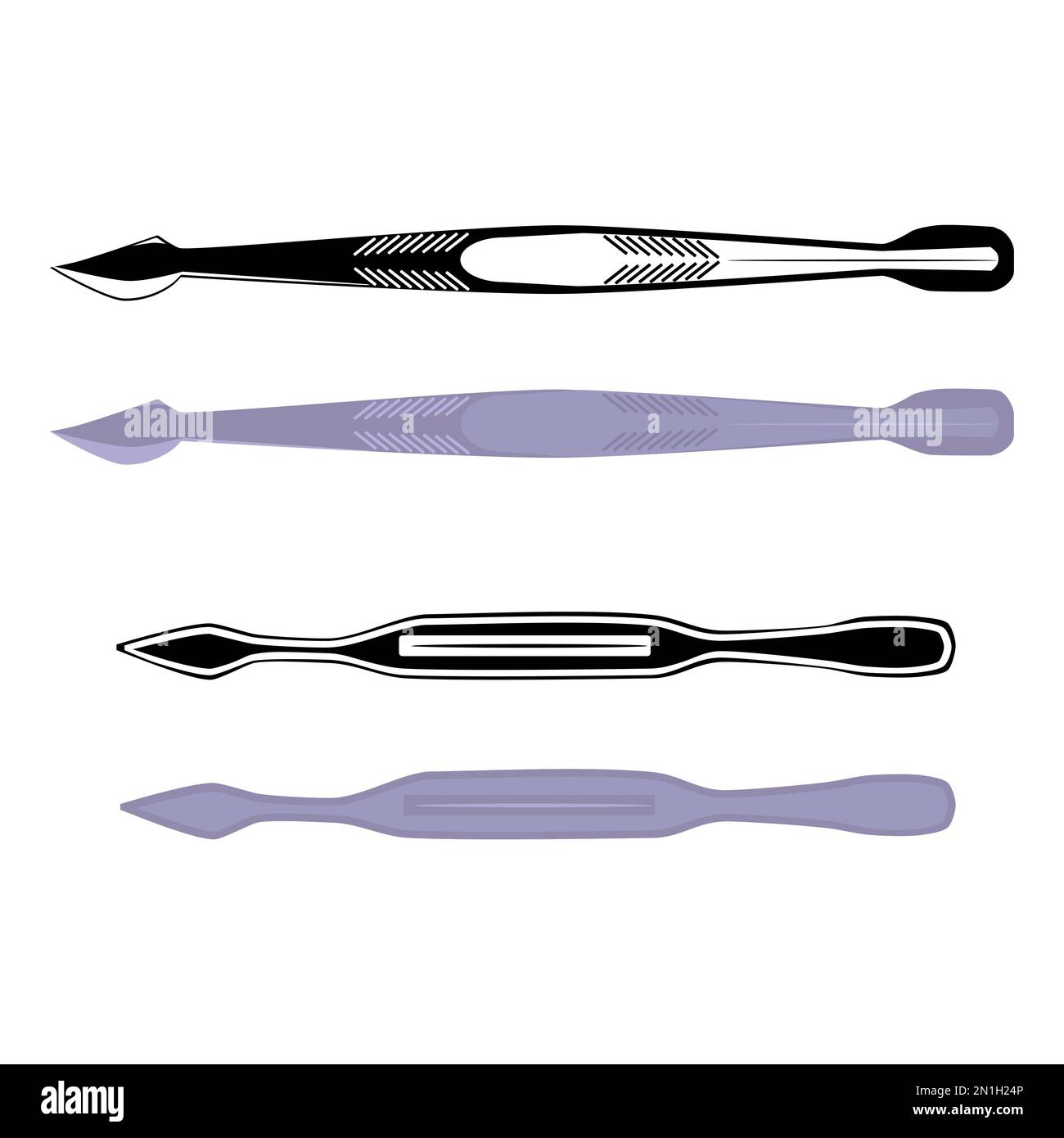Manicure and pedicure cuticle pusher. Nail care tools, vector Stock ...
