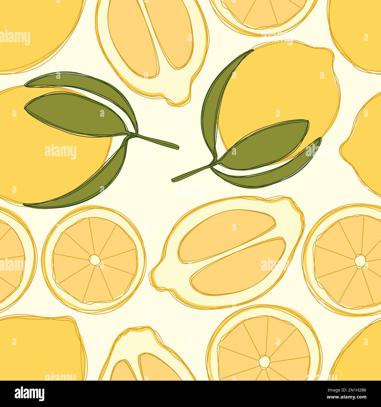 Lemon repeat pattern design. Hand-drawn background. citrus pattern for ...