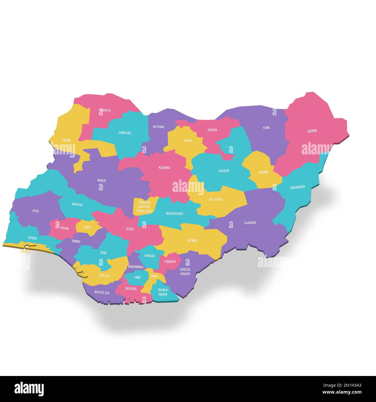 Nigeria political map of administrative divisions - states and federal ...
