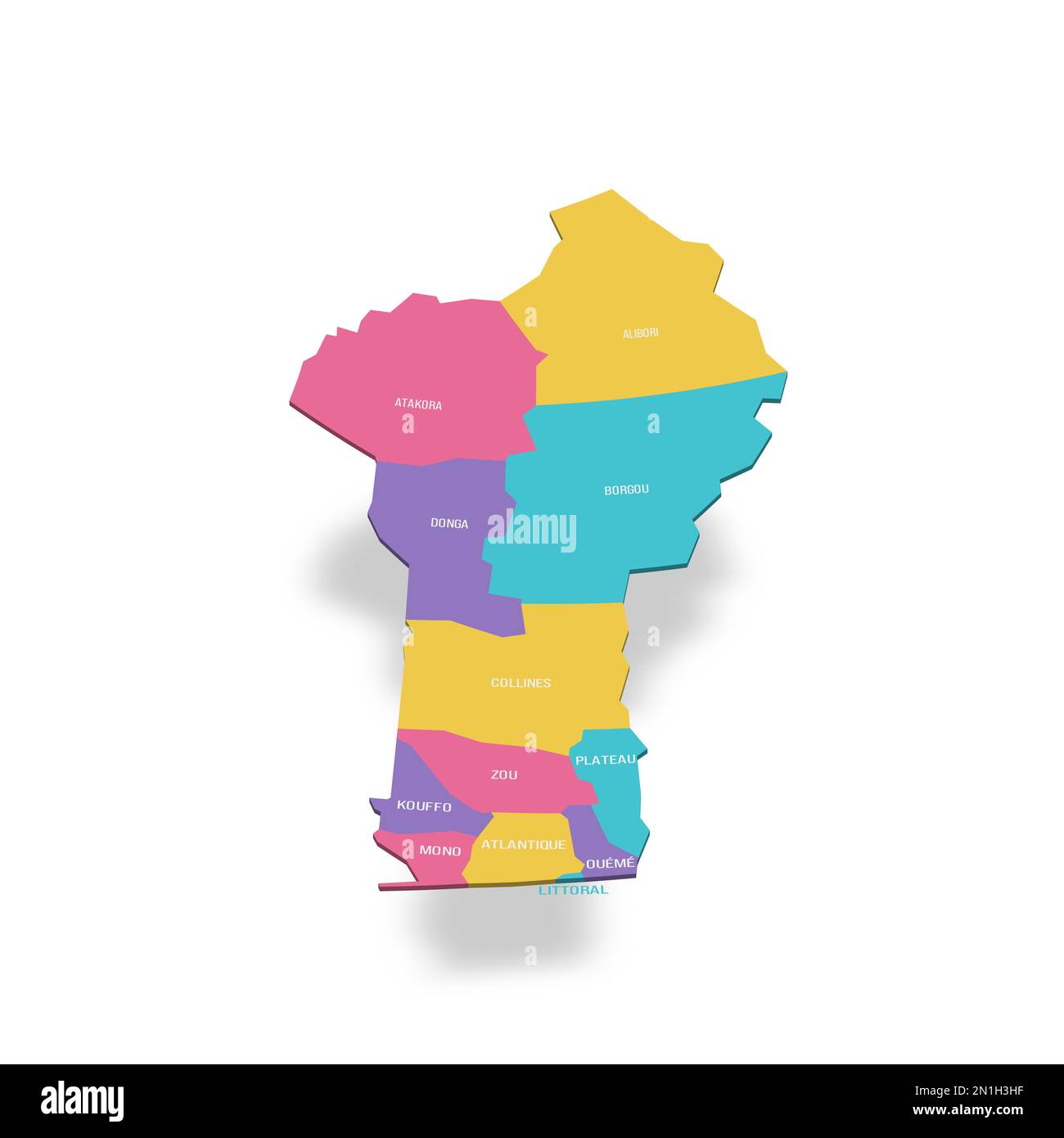Benin political map of administrative divisions - departments. 3D ...