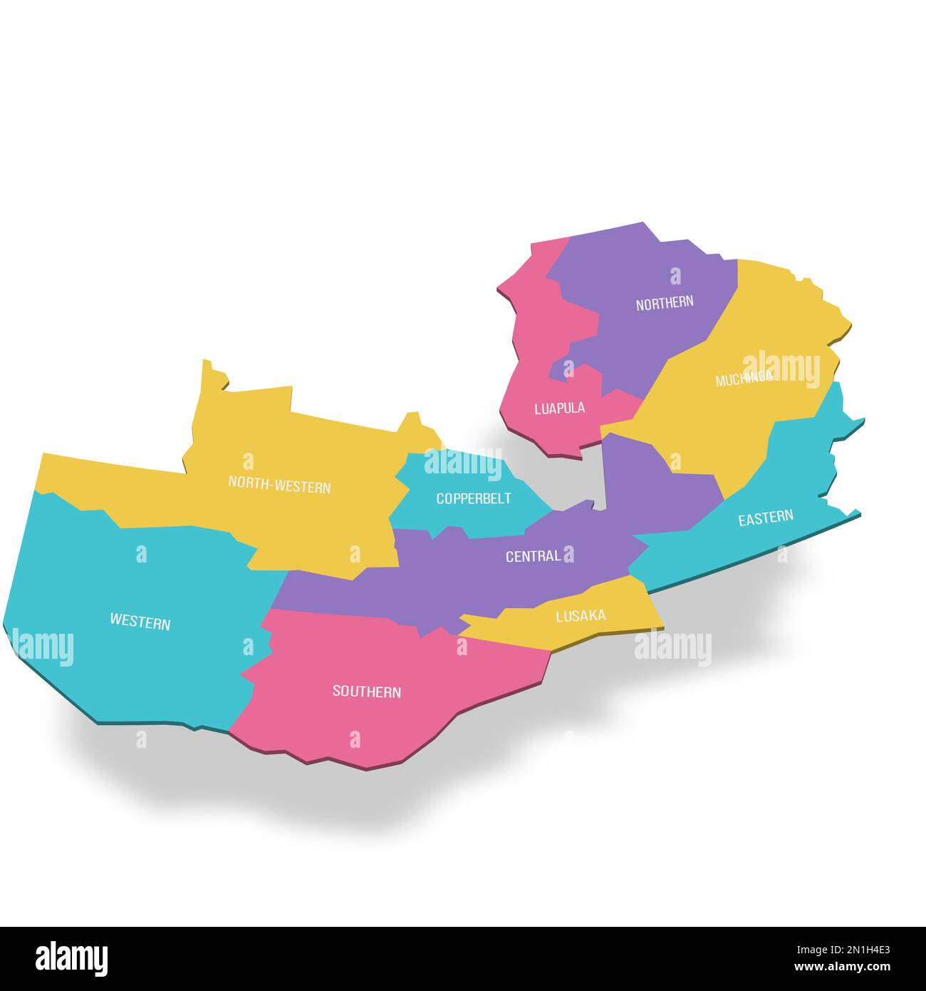 Zambia political map of administrative divisions - provinces. 3D ...