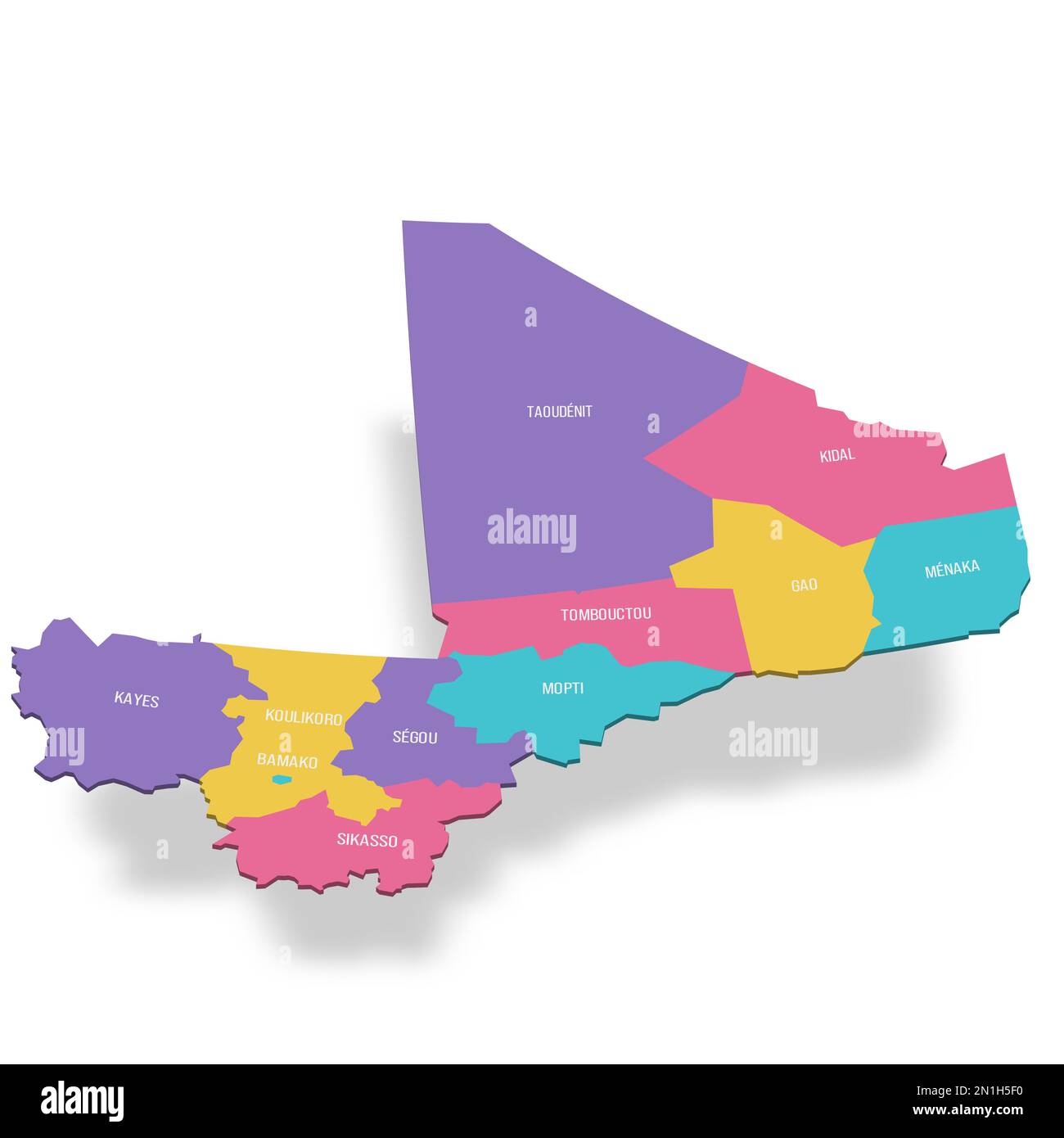 Mali political map of administrative divisions - regions and capital ...