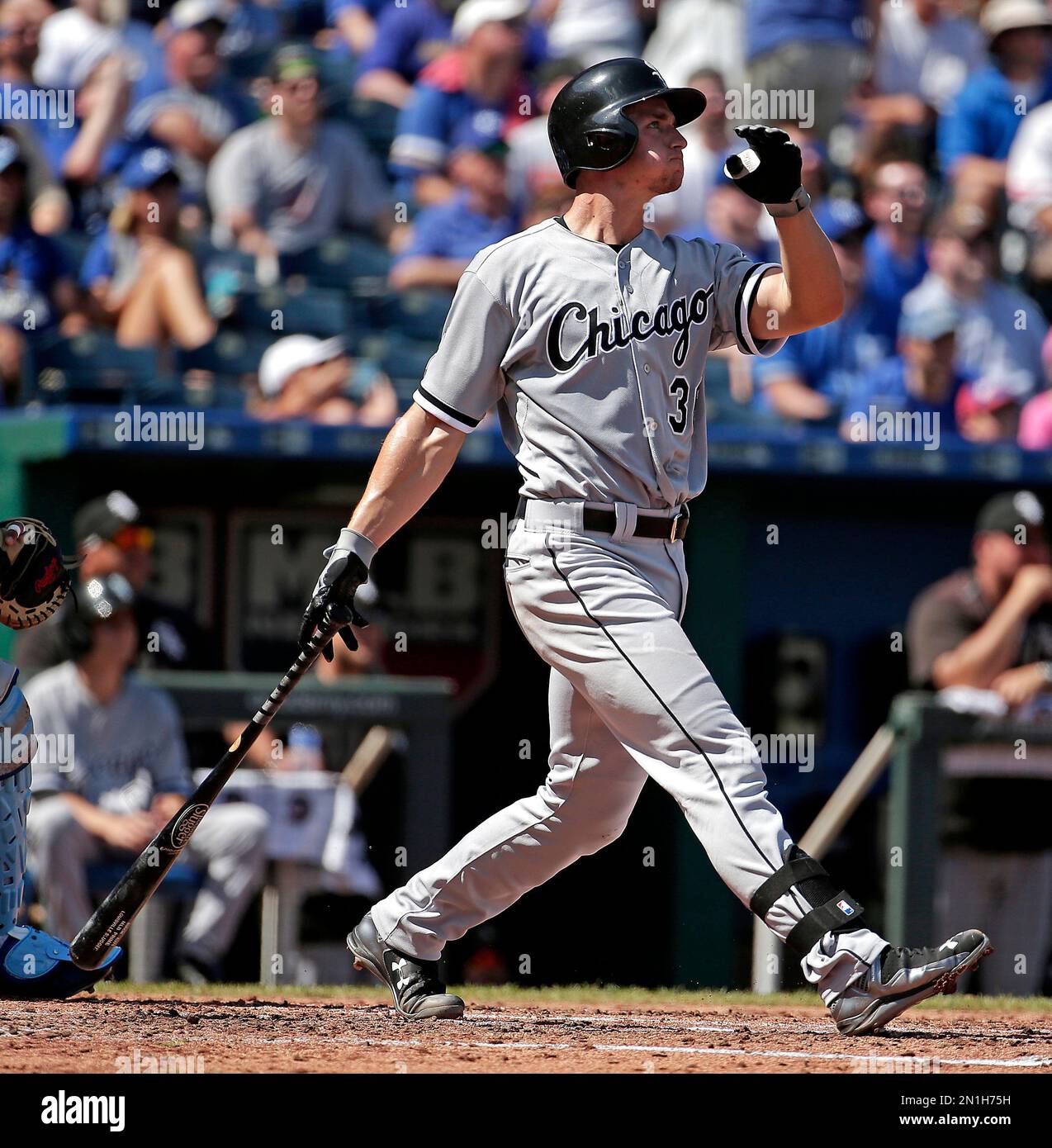 Chicago White Sox's Rob Brantly hits a sacrifice fly to score Jose ...