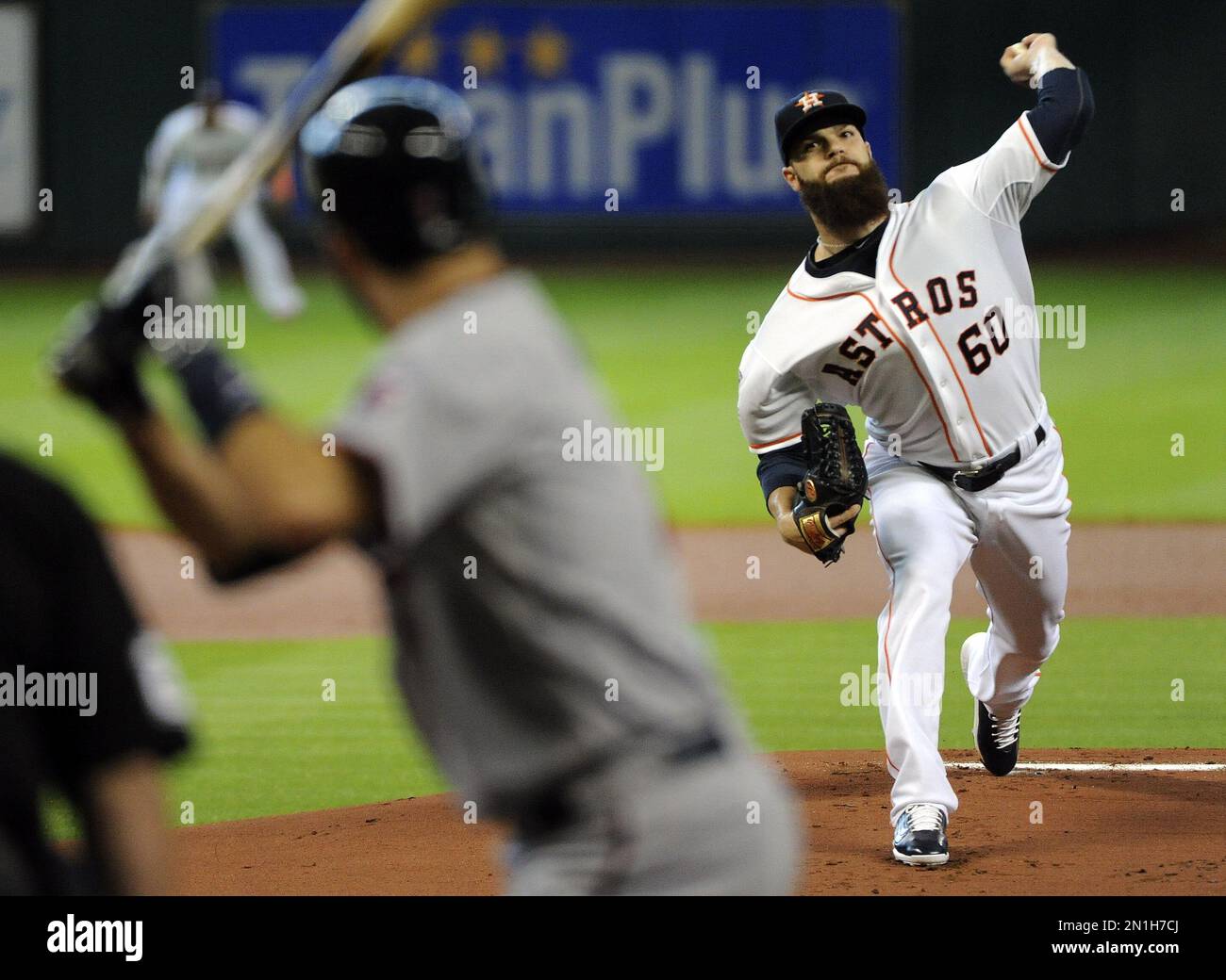 Houston Astros' Dallas Keuchel (60) pitches to Minnesota Twins' Joe ...