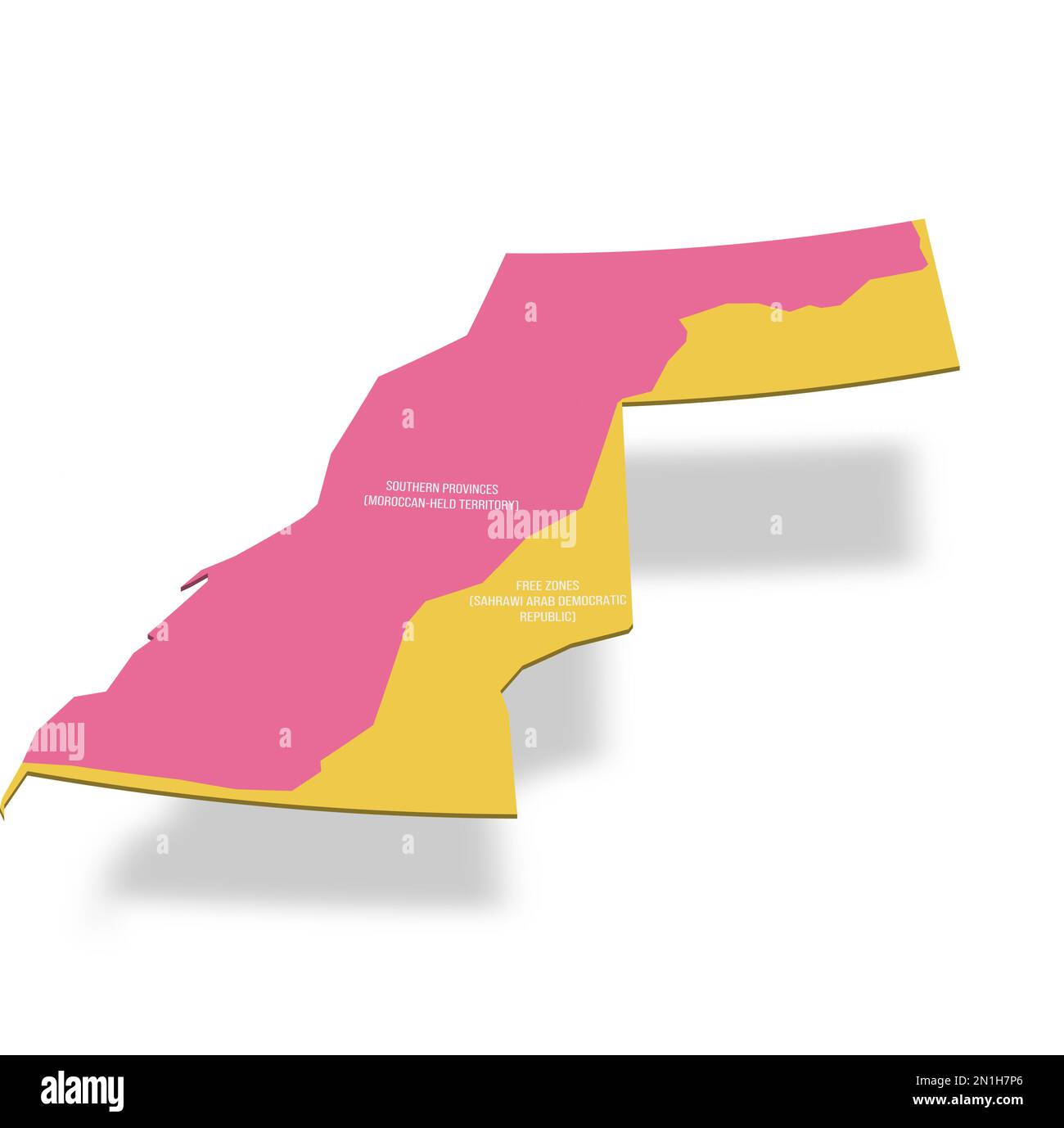Western map of land divided between Morocco and Sahrawi Arab Democratic ...