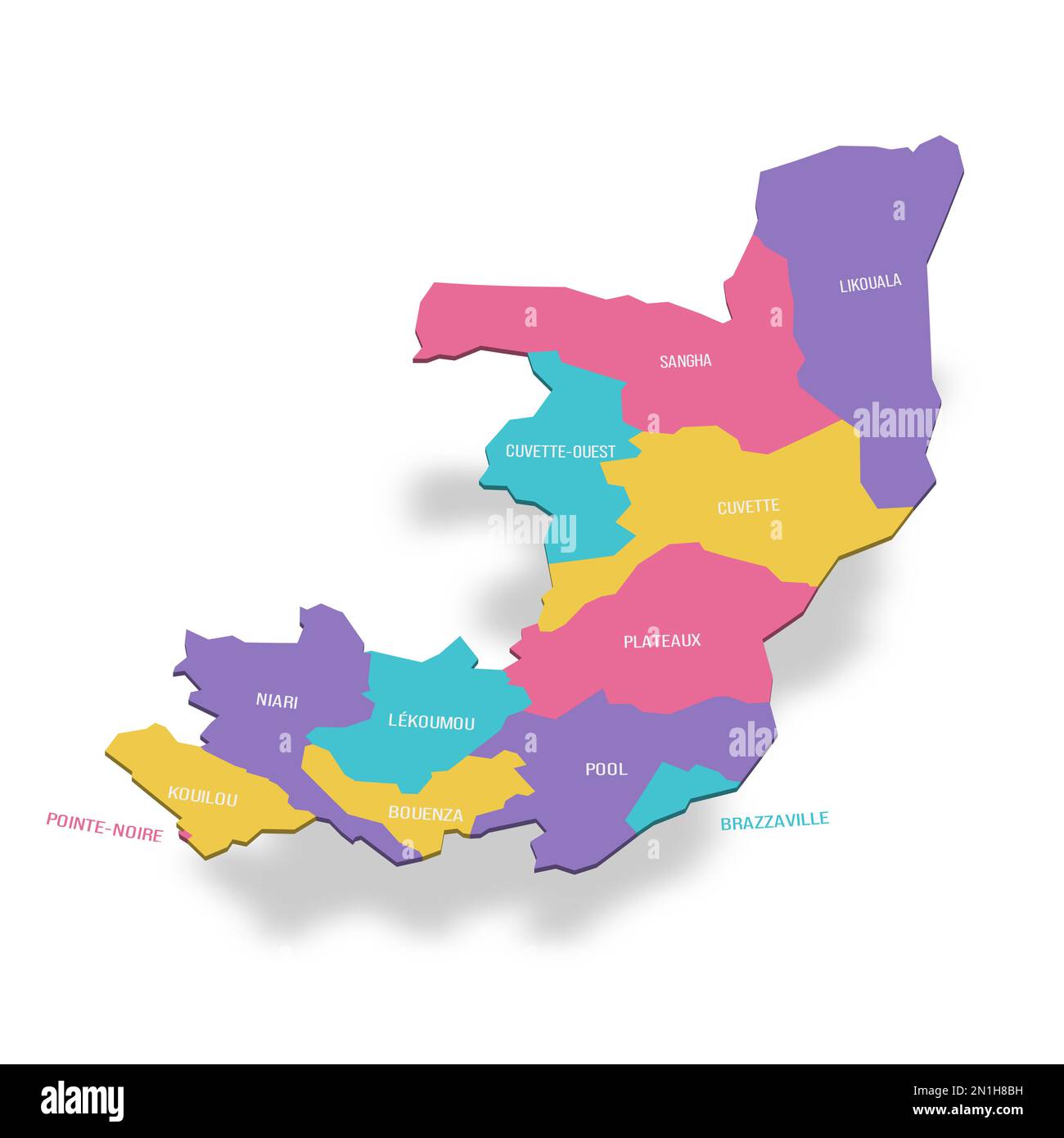 Republic of the Congo political map of administrative divisions ...