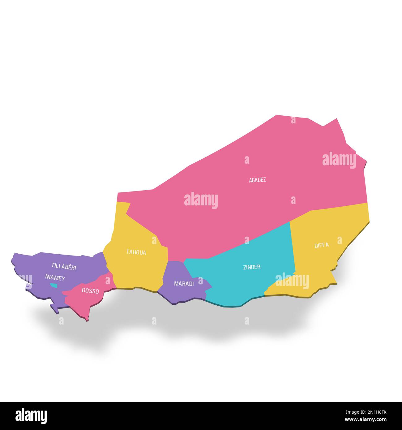 Niger political map of administrative divisions - regions and capital ...
